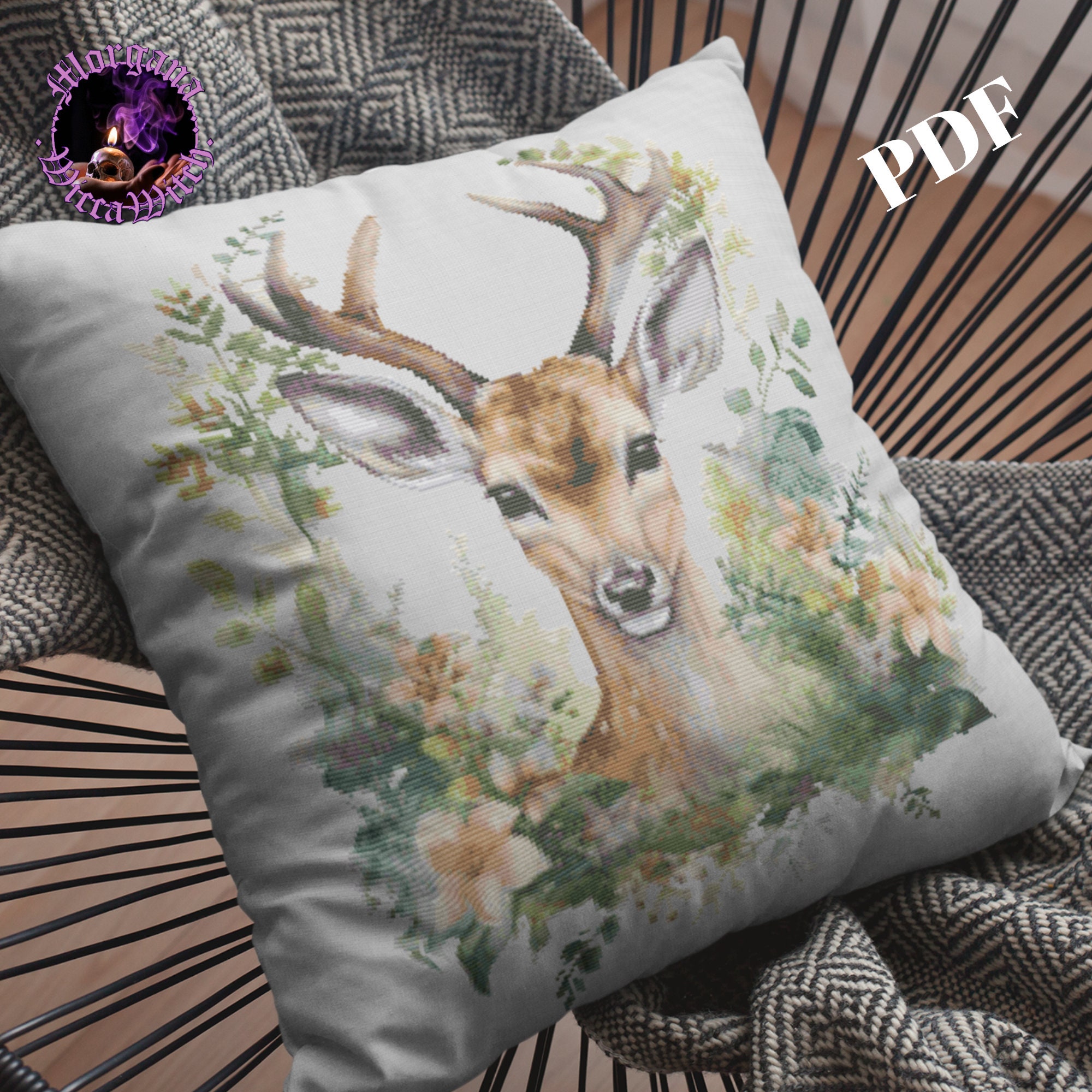 Magical Wildflowers and Deer ,pagan Cross Stitch,wiccan Altar,cross ...