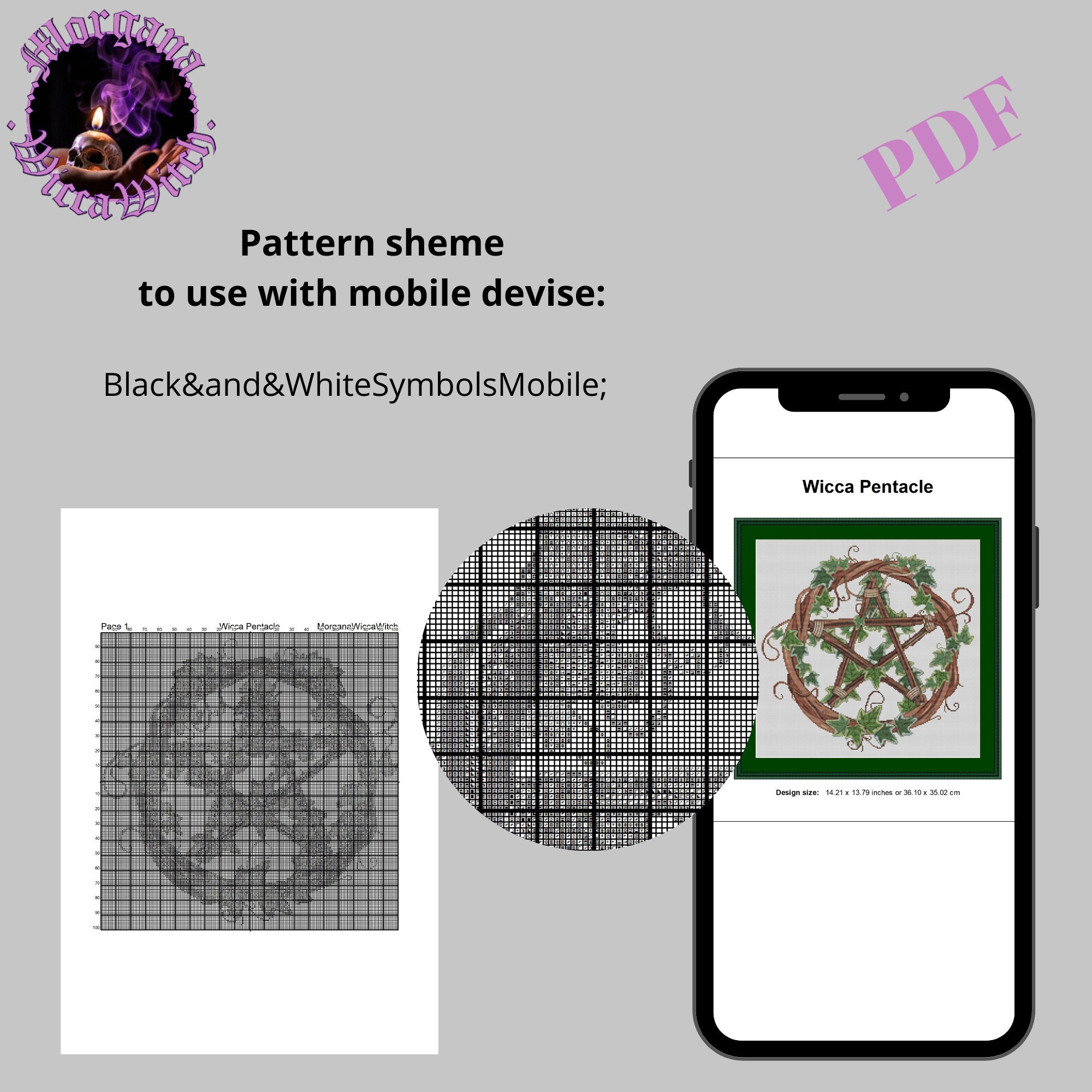 Wicca Pentacle,wicca Cross Stitch,pagan Embroidery - Etsy