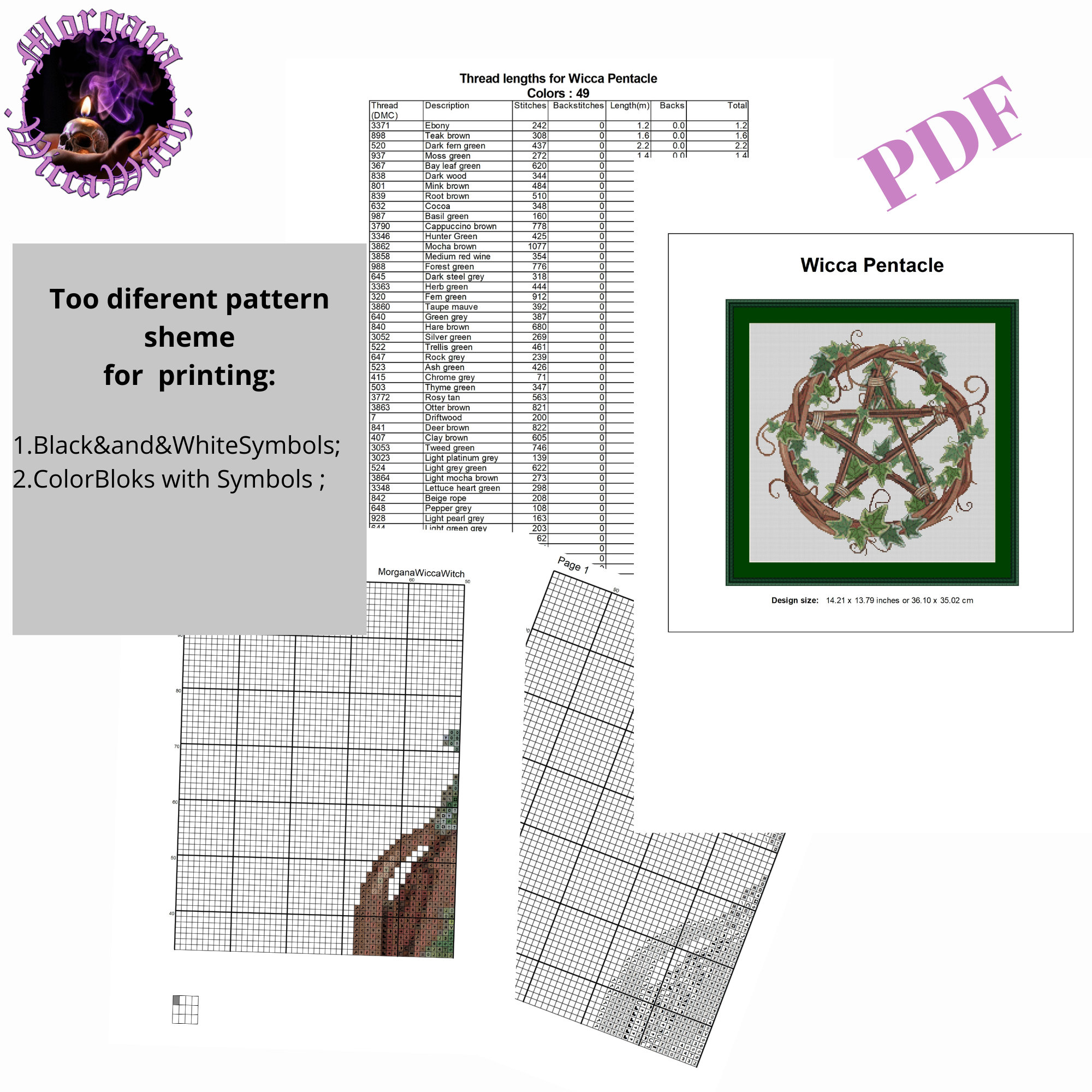 Forest Wicca Witch ,pagan Cross Stitch,wiccan Altar,cross Stitch ...