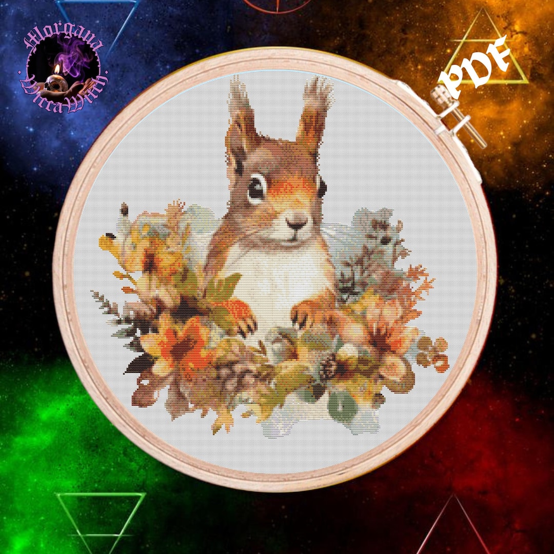 Magical Wldflowers and Squirrel ,pagan Cross Stitch,wiccan Altar,cross ...