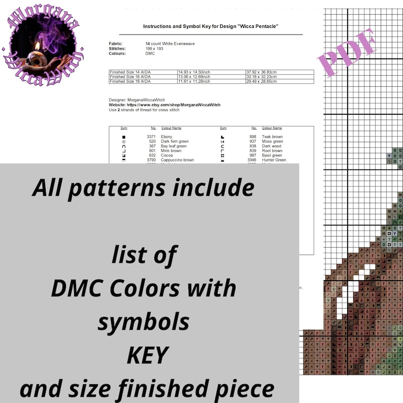 Magical Forest and Pentacle ,pagan Cross Stitch,wiccan Altar,cross ...