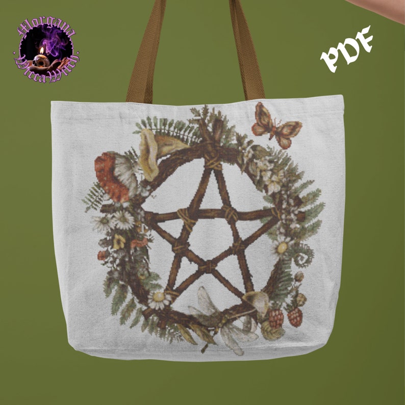 Floral Pentacle Cross Stitch Pattern: Wiccan Altar Decor (PDF Pattern ...