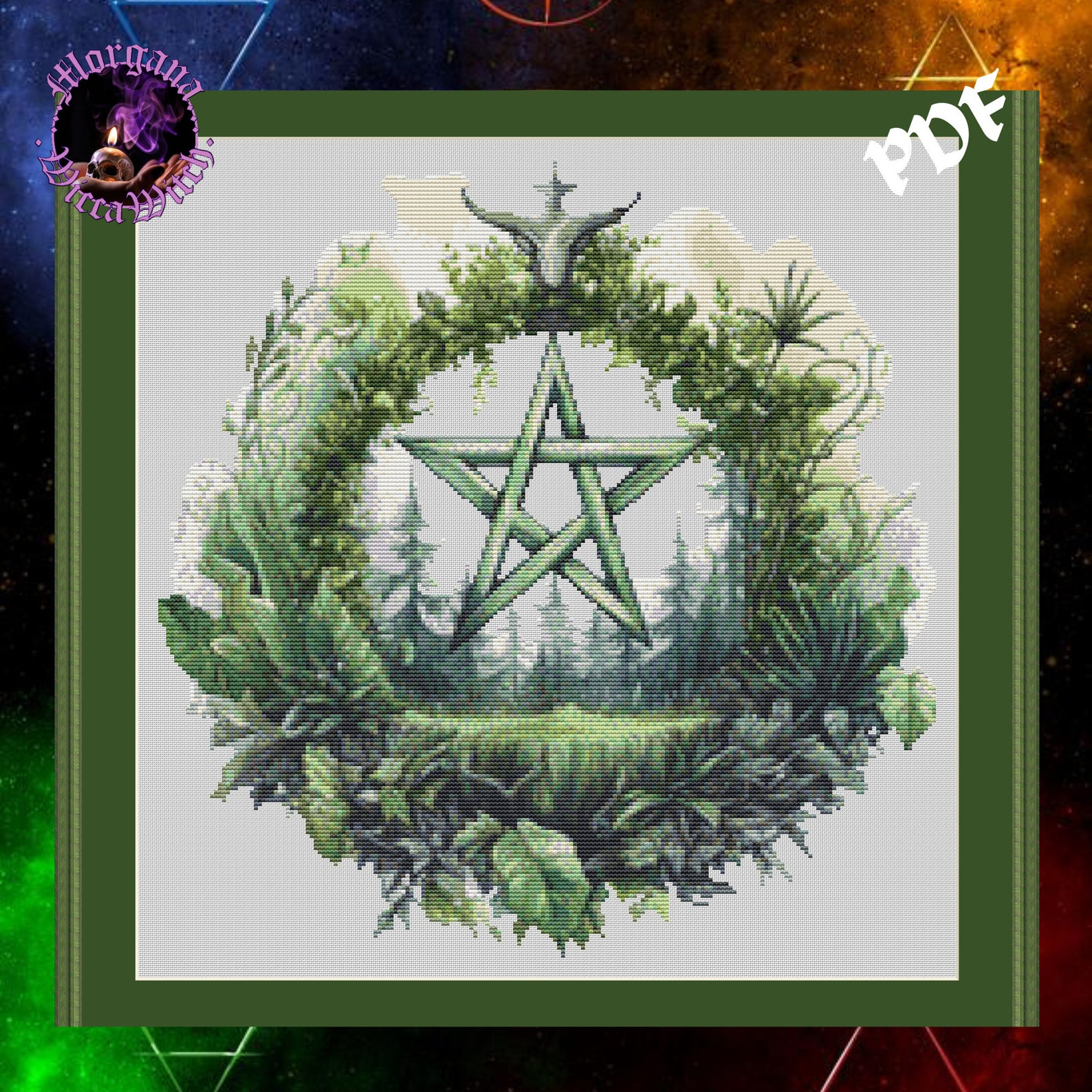 Magical Forest and Pentacle ,pagan Cross Stitch,wiccan Altar,cross ...
