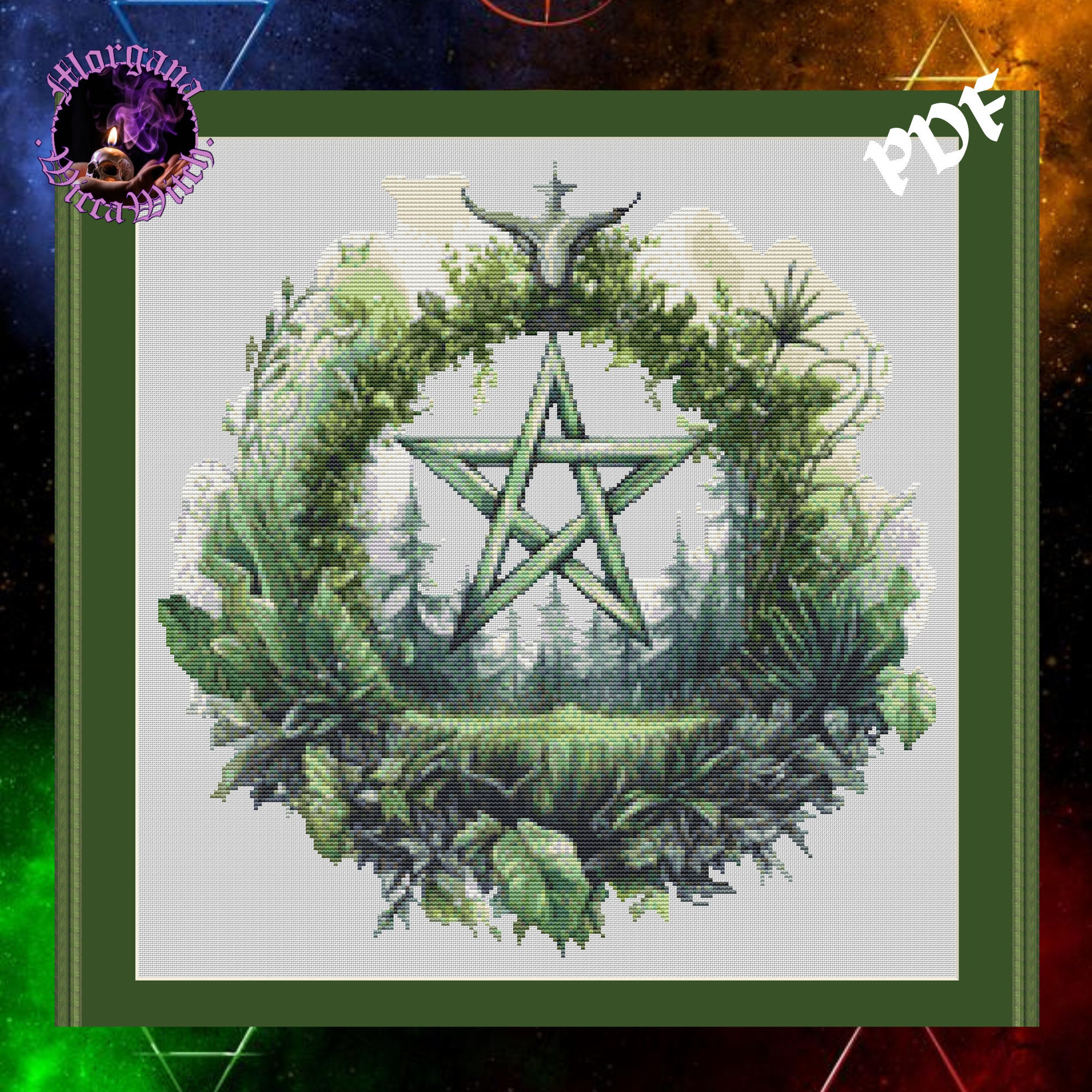 Magical Forest and Pentacle ,pagan Cross Stitch,wiccan Altar,cross ...