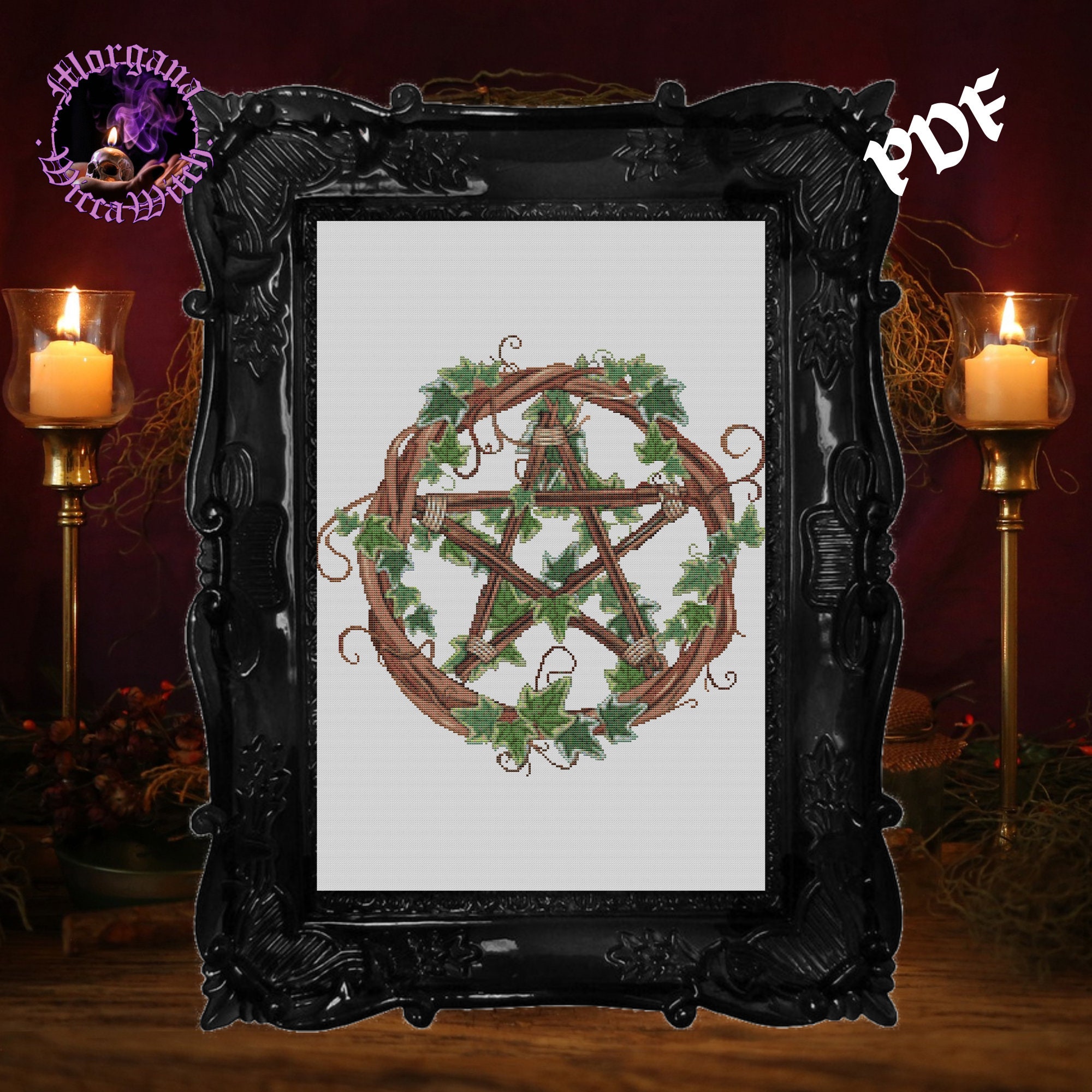 Wicca Pentacle,wicca Cross Stitch,pagan Embroidery - Etsy
