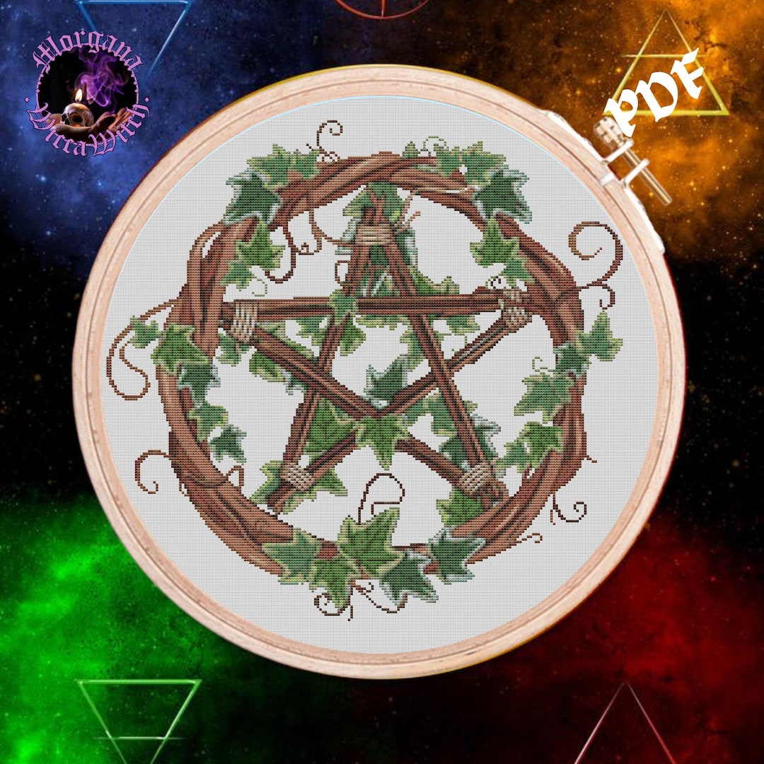 Wicca Pentacle,wicca Cross Stitch,pagan Embroidery - Etsy