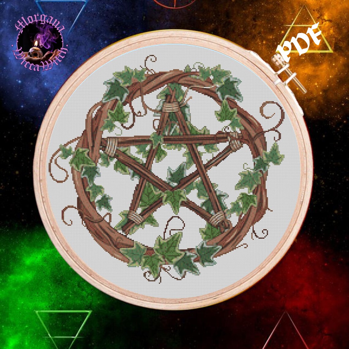 Wicca Pentacle,wicca Cross Stitch,pagan Embroidery - Etsy