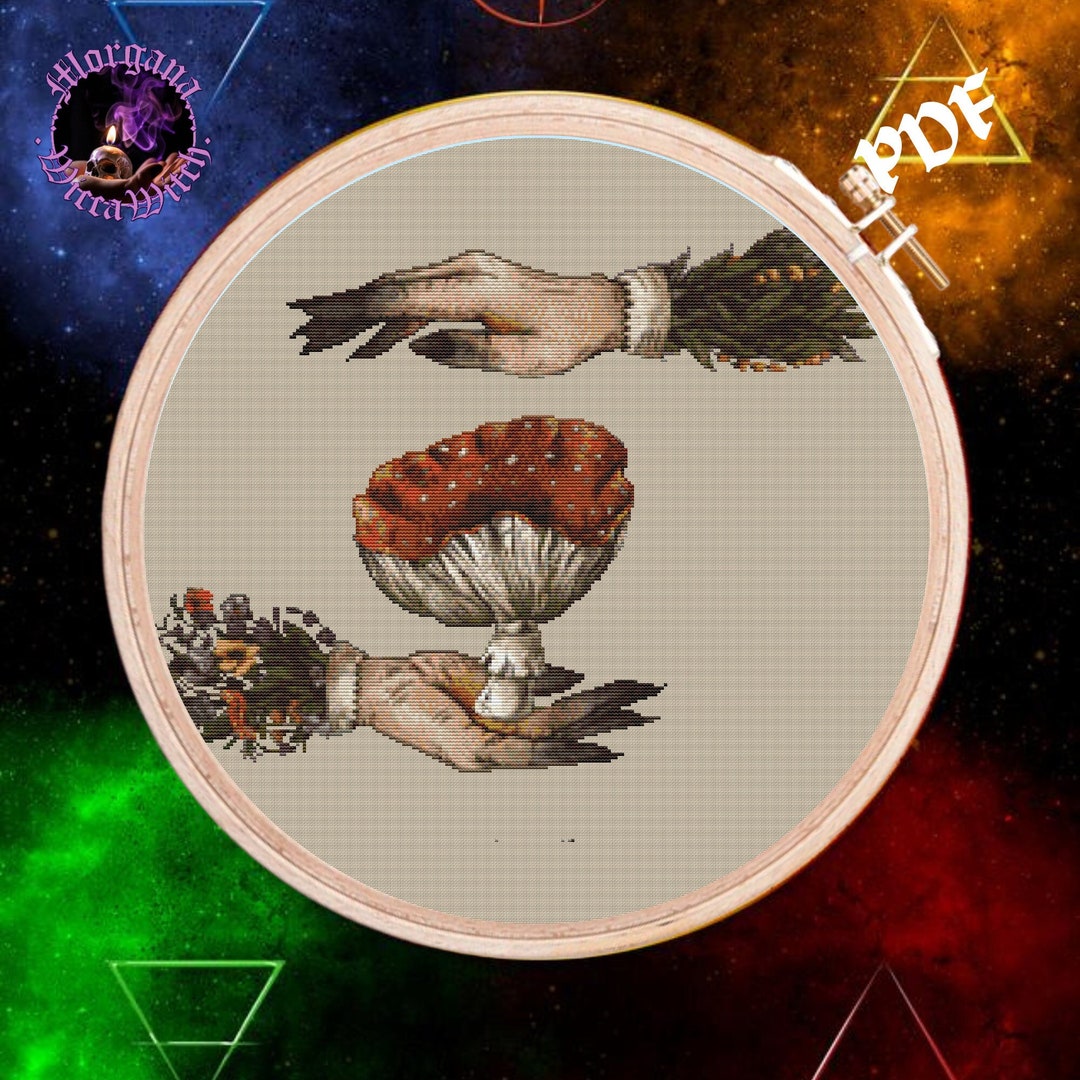 Witch Hands and Mashroom,pagan Cross Stitch,wiccan Altar - Etsy