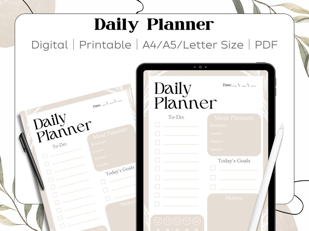 Aesthetic Daily Planner Digital Download Minimalist & Organised - Etsy