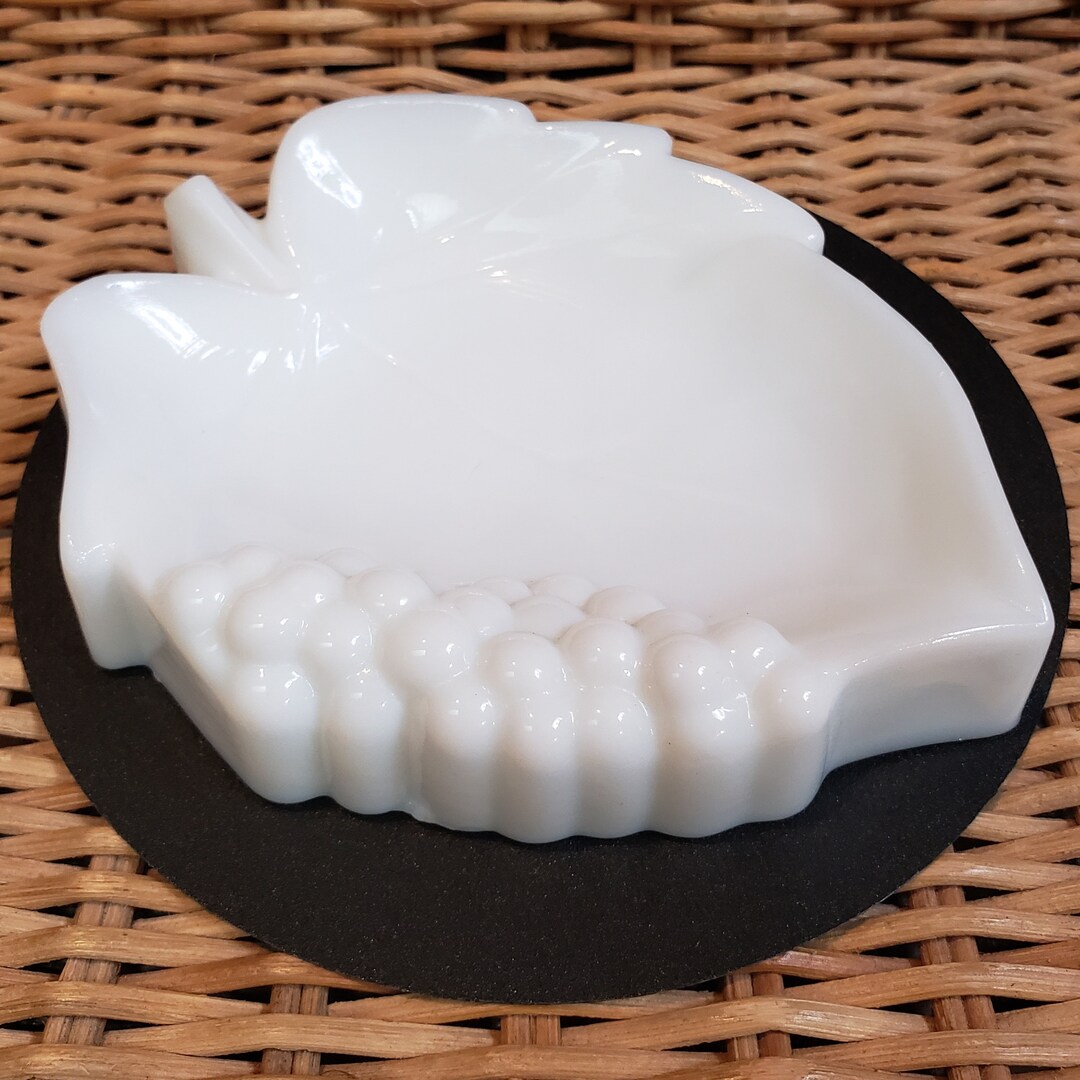 Imperial Glass White Milk Glass Soap Dish W/grape & Leaf Details 1 - Etsy