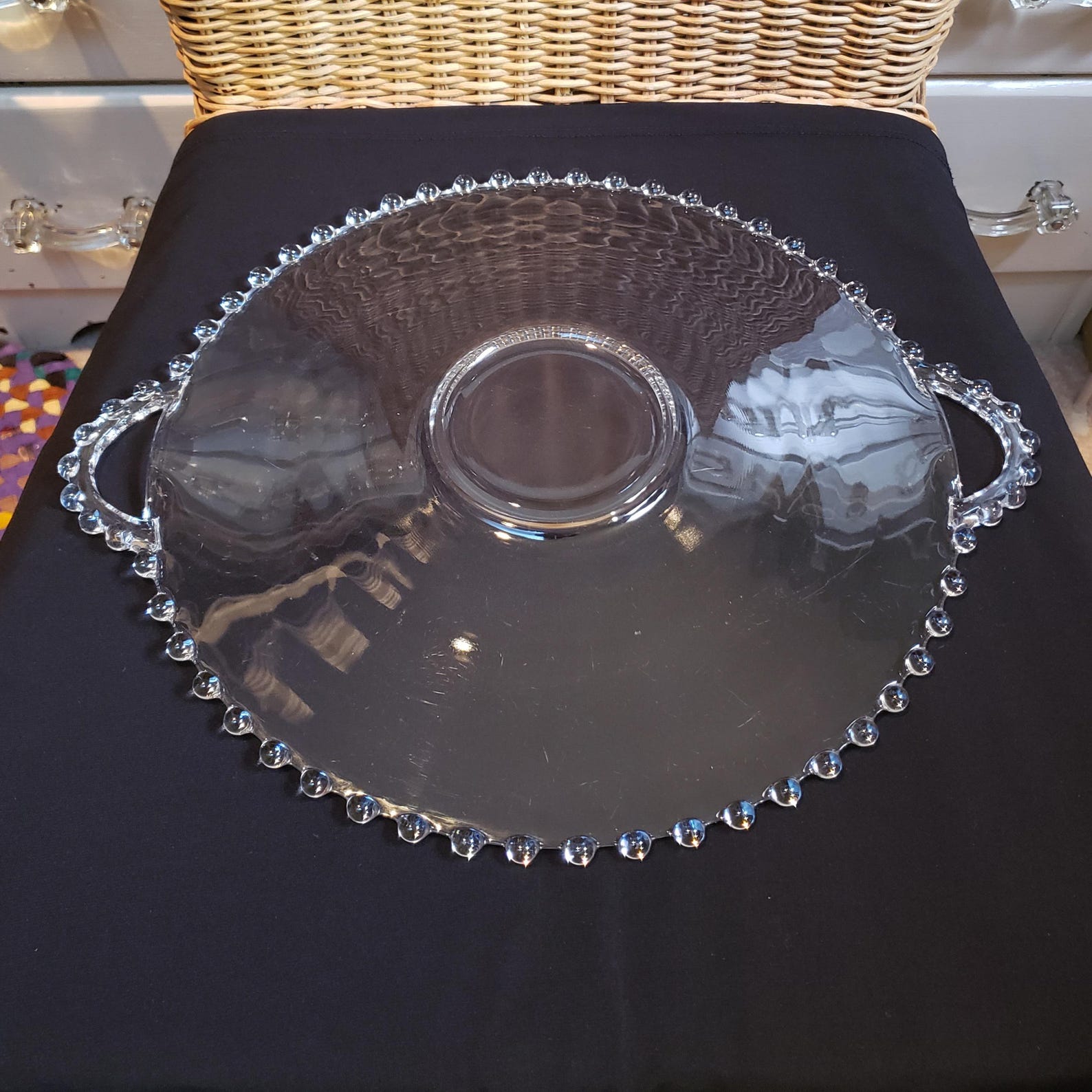 Imperial Glass Candlewick Clear Glass 14 Inch Double-handle Round ...