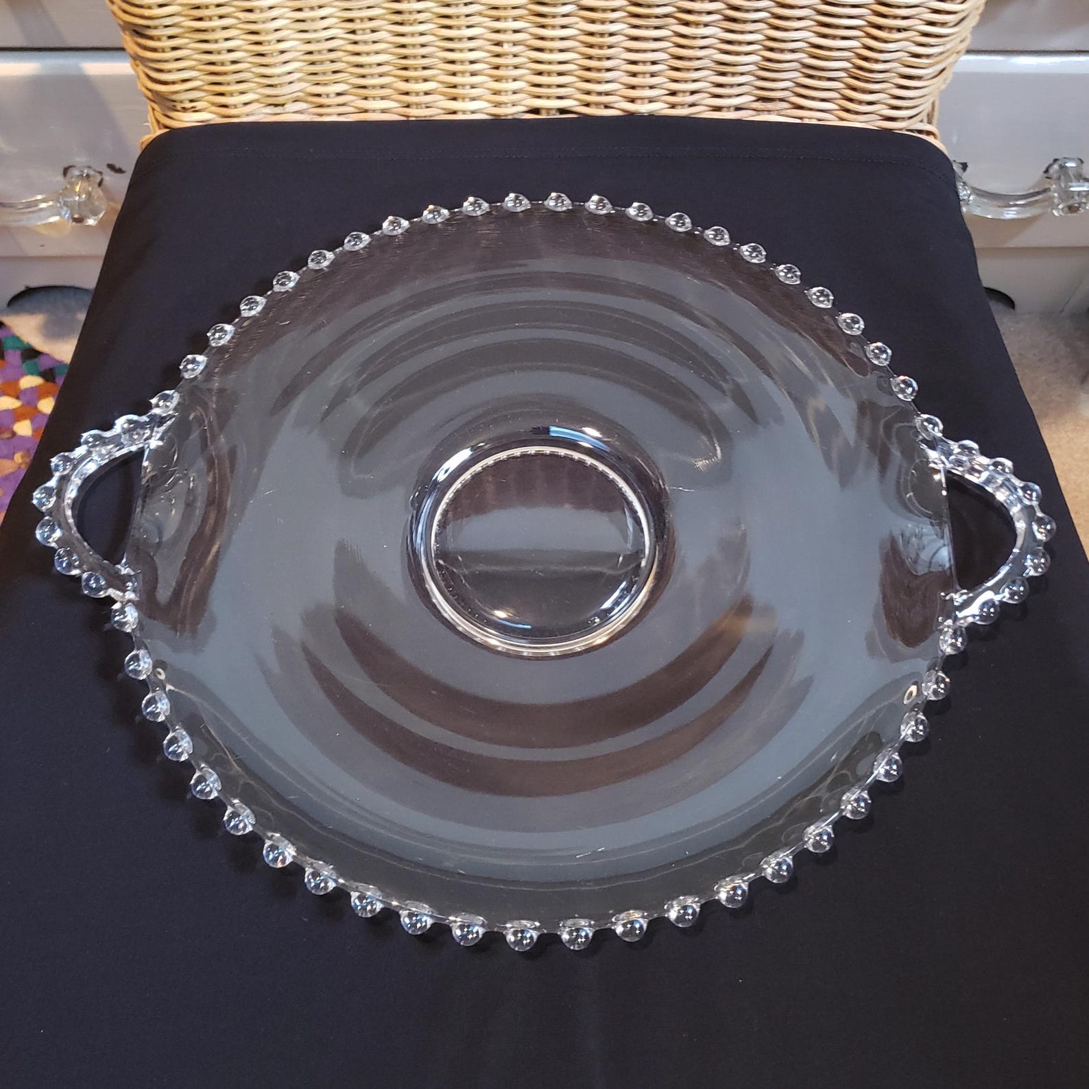 Imperial Glass Candlewick Clear Glass 14 Inch Double-handle Round ...