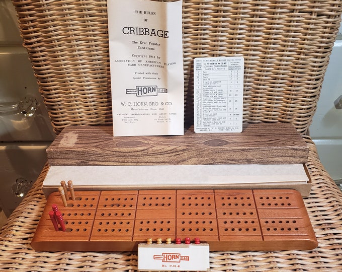 1941 Complete Horn Cribbage Board Game Set - Etsy