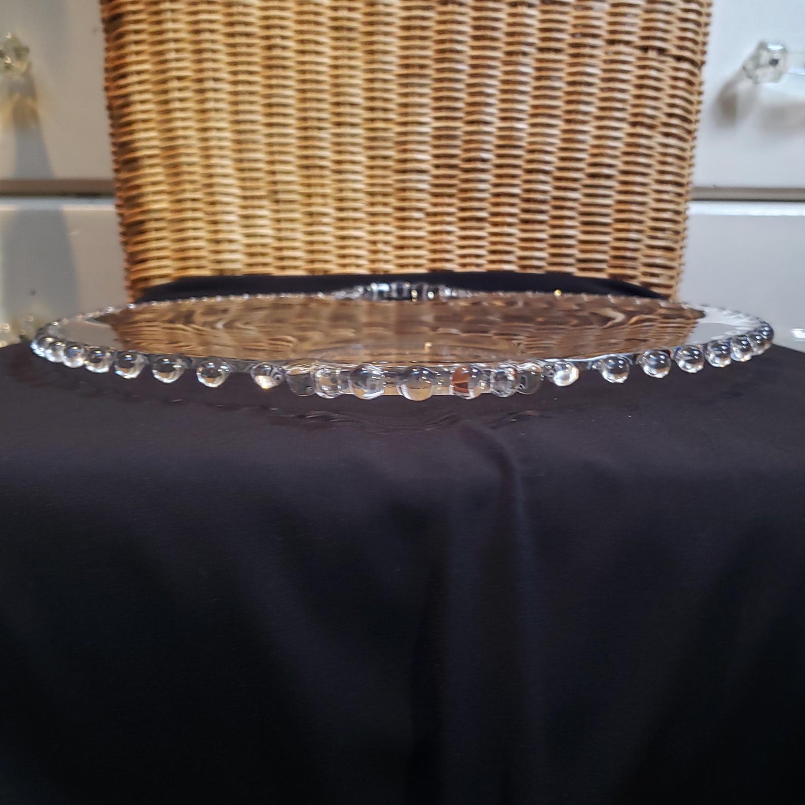 Imperial Glass Candlewick Clear Glass 14 Inch Double-handle Round ...