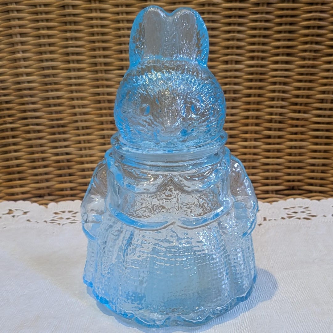 2003 Blue Glass Bunny Jar - Etsy