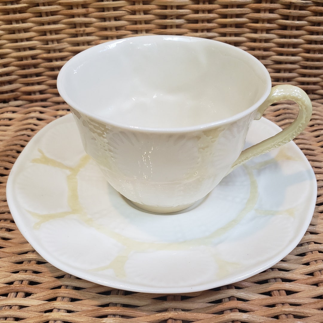 Irish Belleek Seashell Tea Cup & Saucer W/6th Green Mark 2 - Etsy