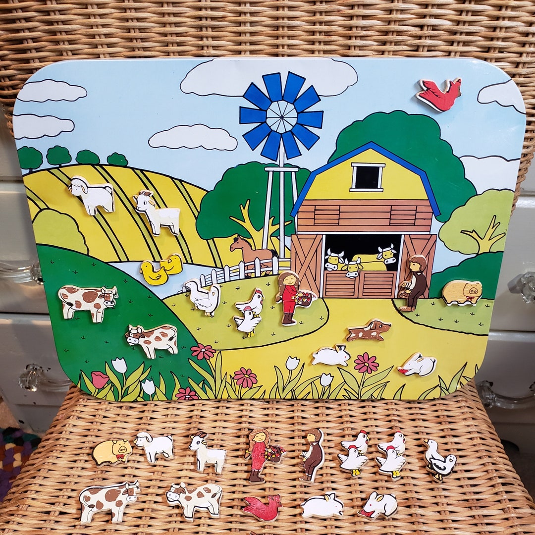 1986 Metal Magnetic Farm Storyboard W/28 Assorted Magnets - Etsy