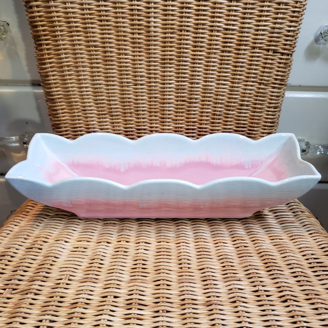 Hull Pink & Blue Drip Planter W/scallop Edge - Etsy