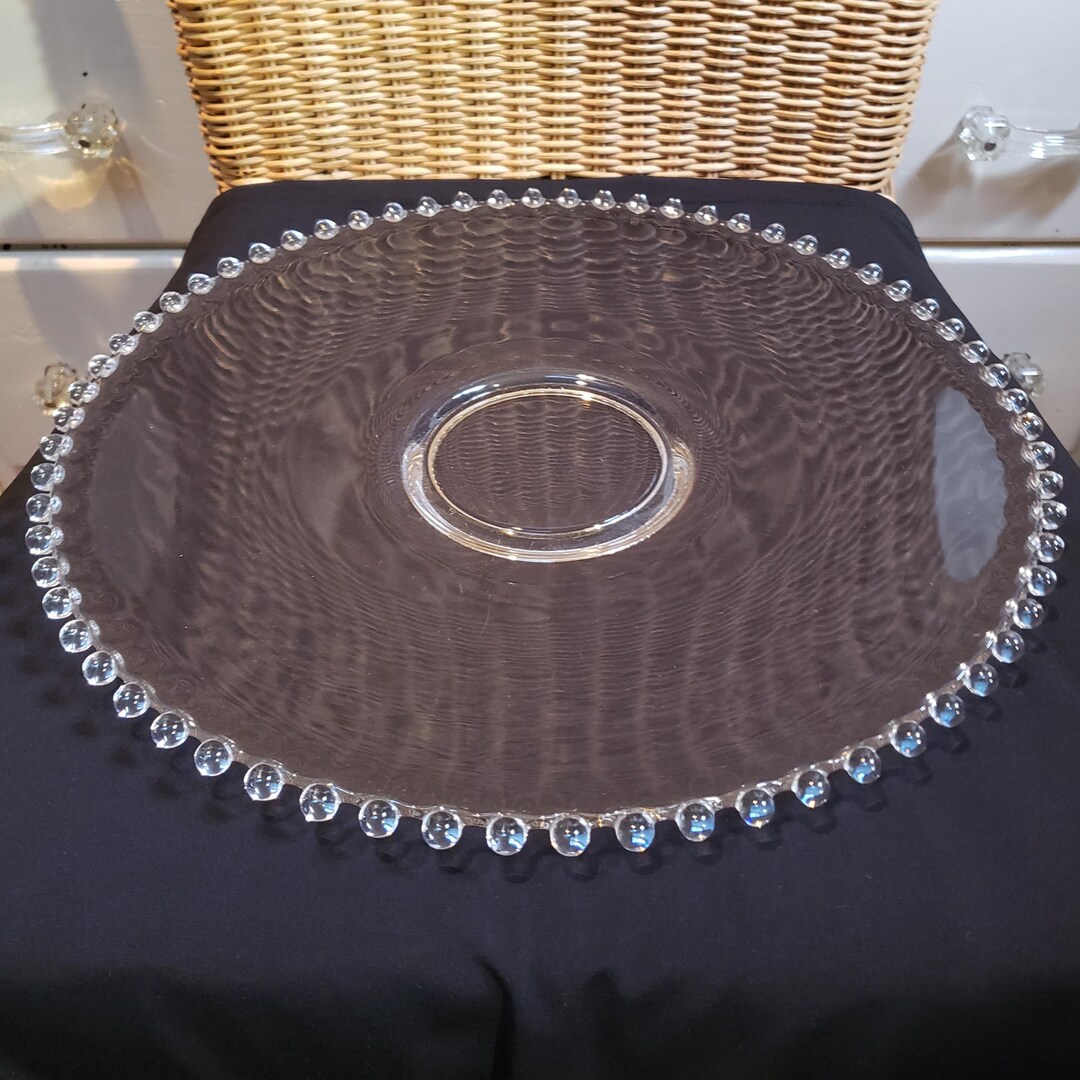 Imperial Glass Candlewick Clear Glass Round Footed Platter - Etsy