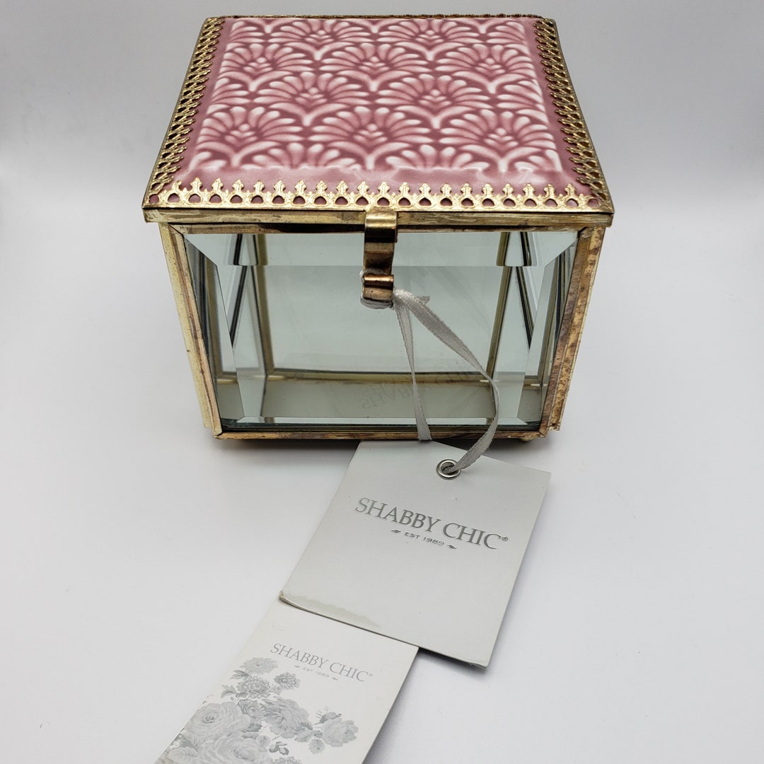 Shabby Chic Brand Hinged Beveled Glass Box - Etsy