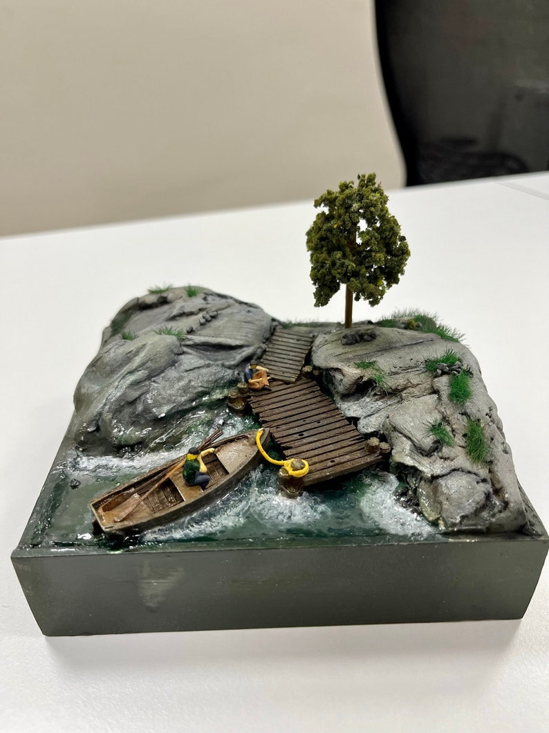 Lake With Boat Diorama 1/87 Scale, Handmade Miniature 1/87 Scale ...