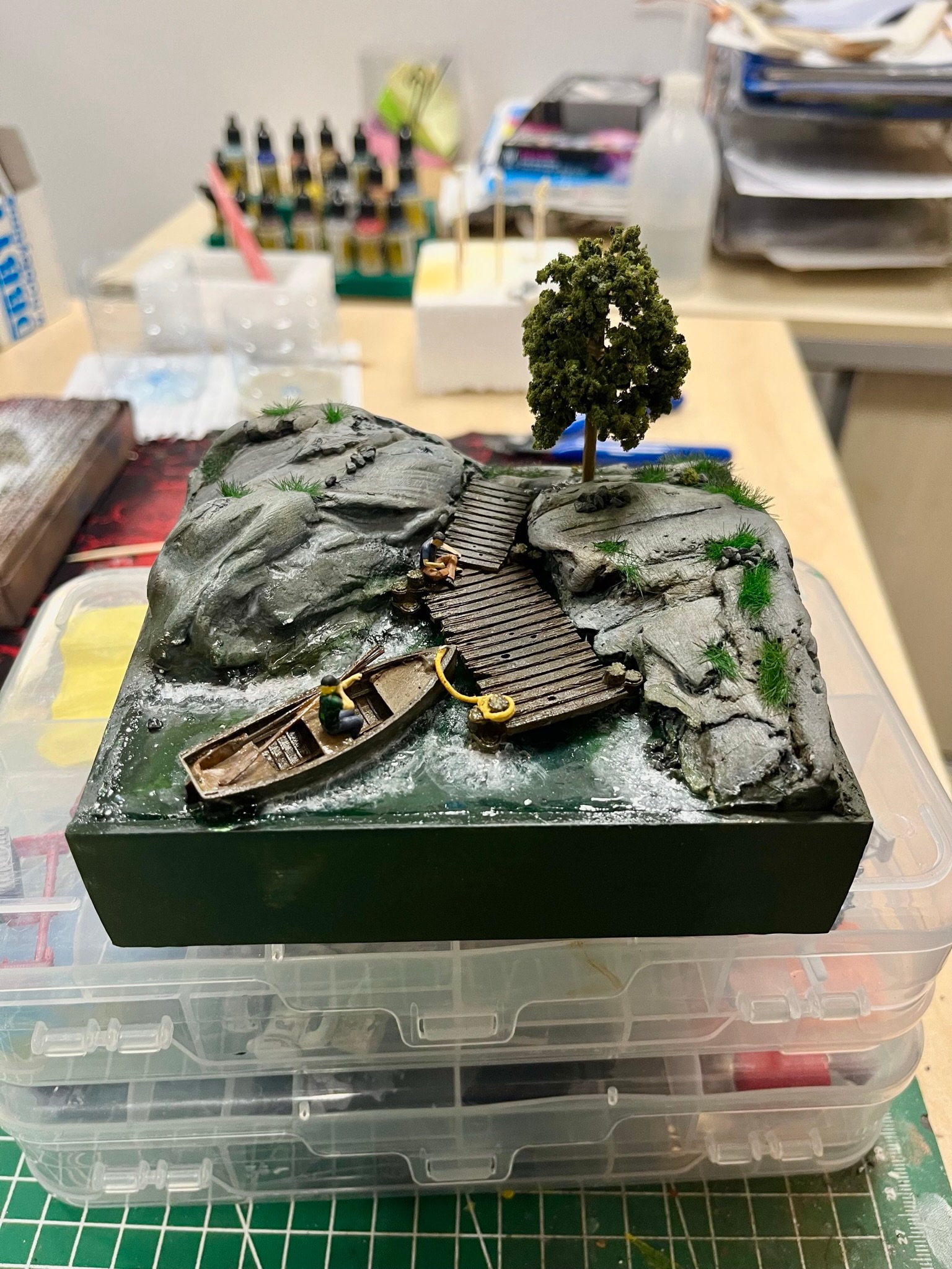 Lake With Boat Diorama 1/87 Scale, Handmade Miniature 1/87 Scale ...