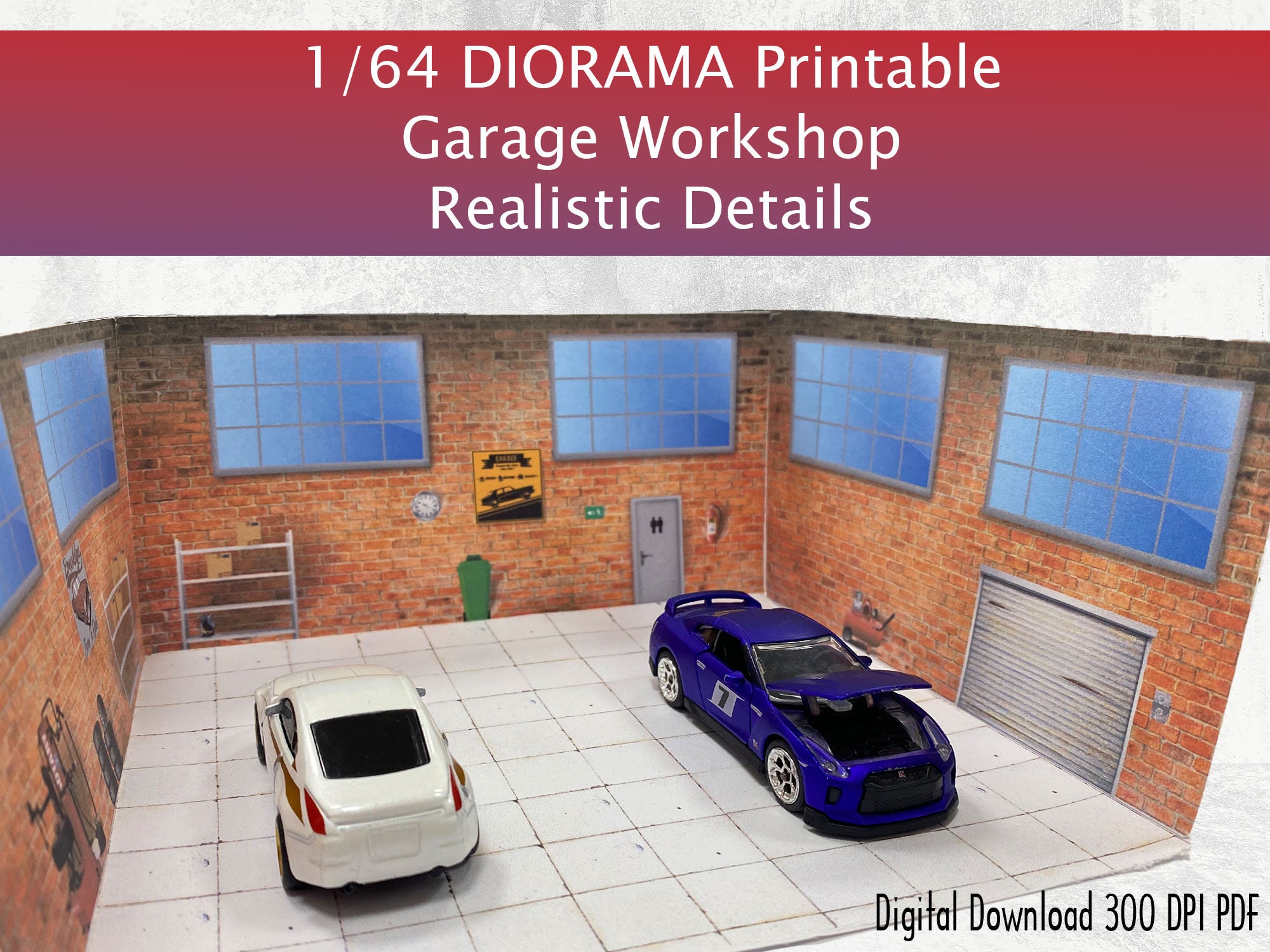 1/64 Diorama Garage Workshop, Diorama Prints, Diorama Model Mechanic ...