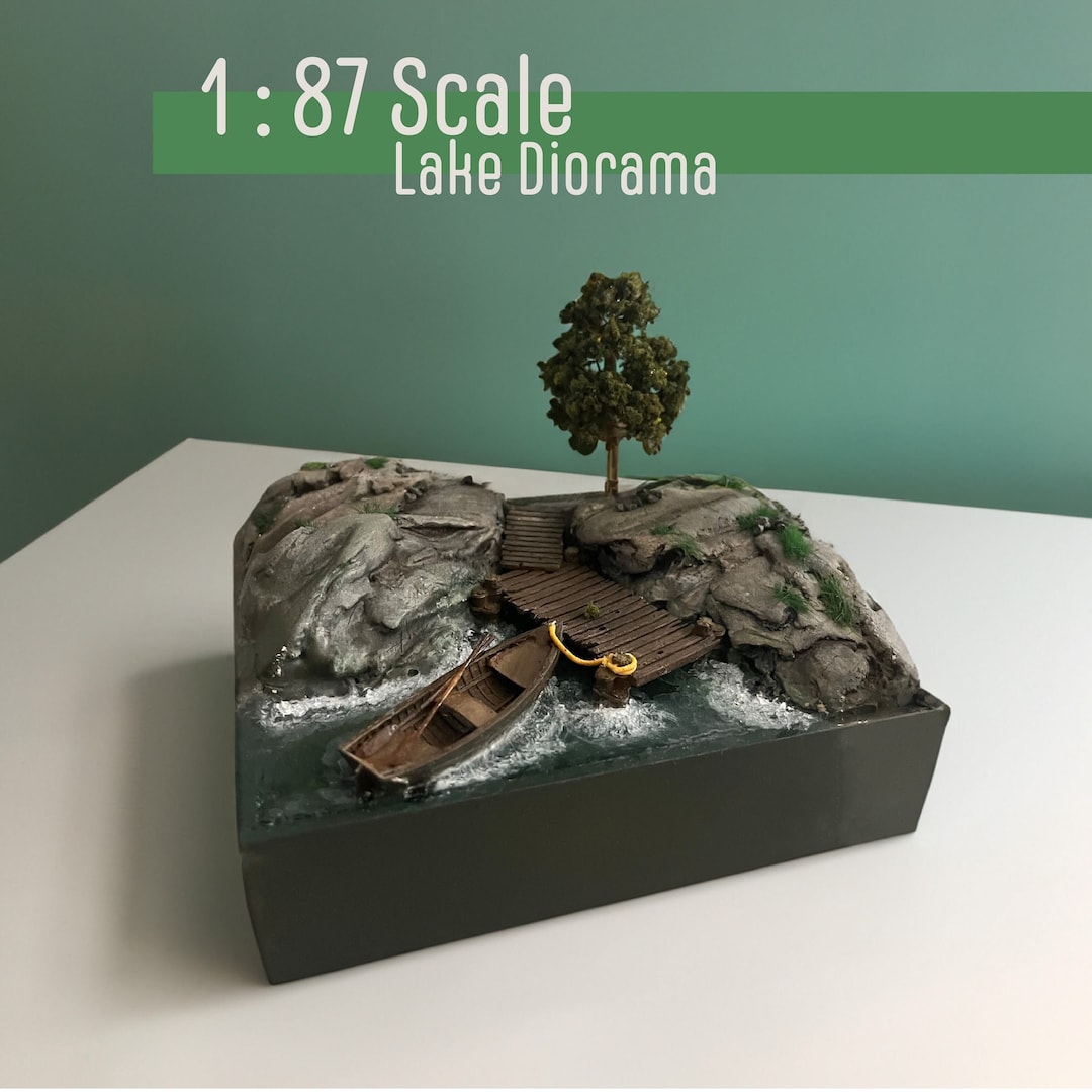 Lake With Boat Diorama 1/87 Scale, Handmade Miniature 1/87 Scale ...