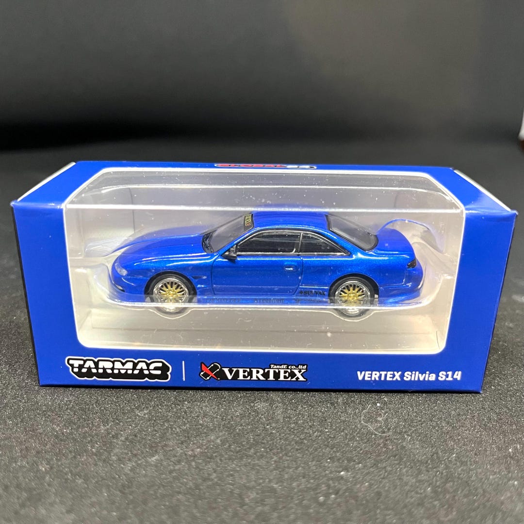 Nissan Silvia S14 Tarmac Model Vertex,1:64 Scale Blue Nissan Silvia S14 ...