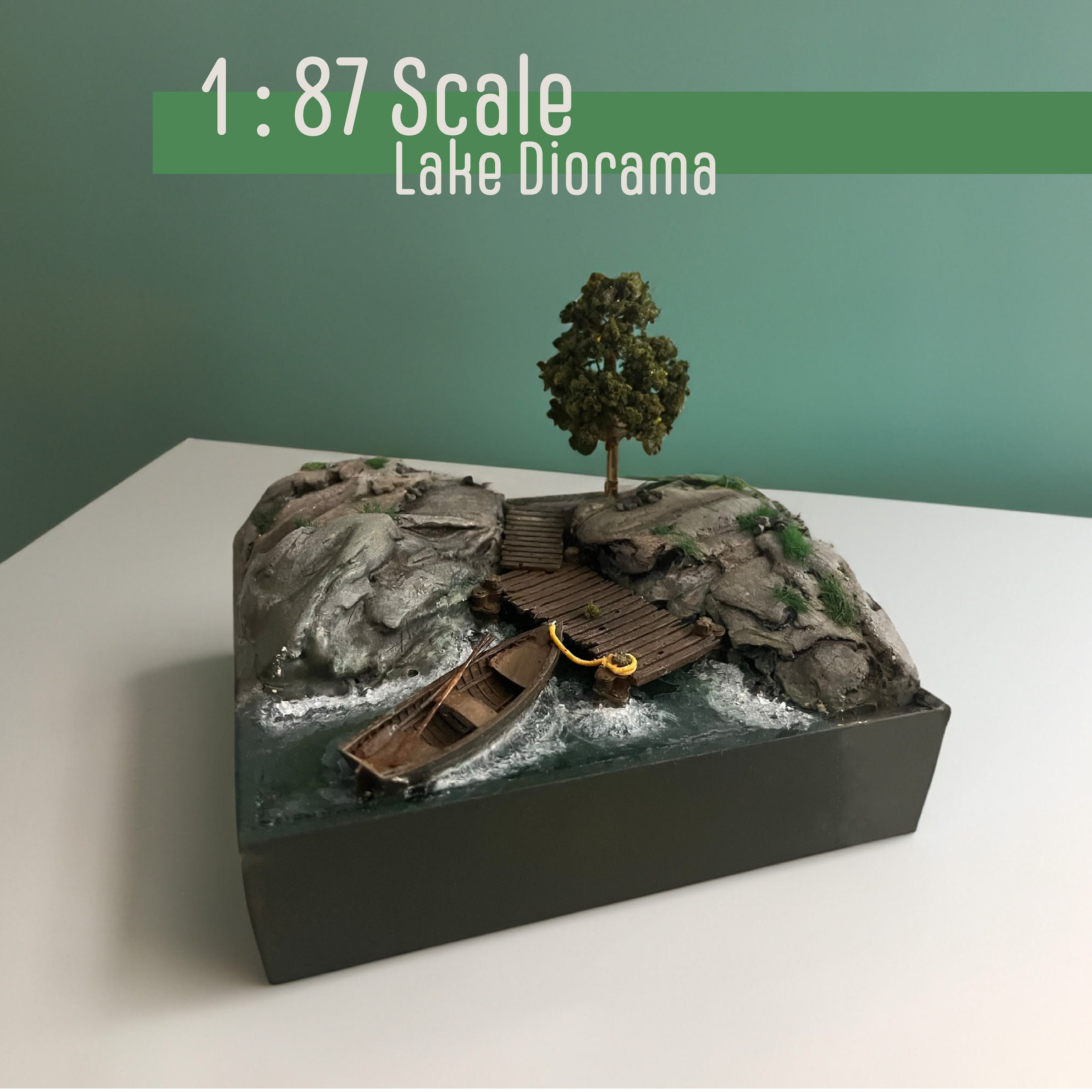 See mit Boot Diorama 1/87 Skala, handgemachte Miniatur 1/87 Skala ...