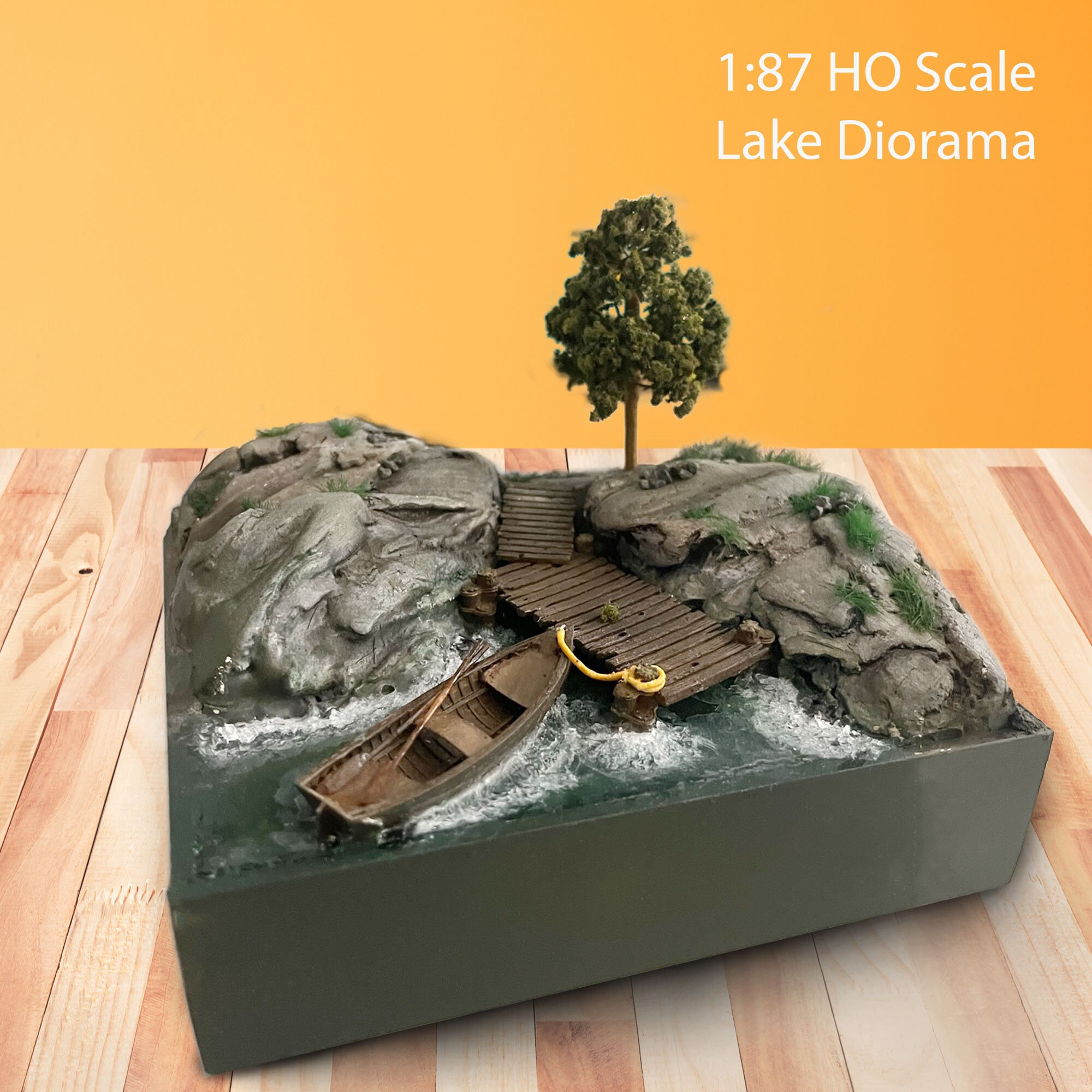 Lake With Boat Diorama 1/87 Scale, Handmade Miniature 1/87 Scale ...