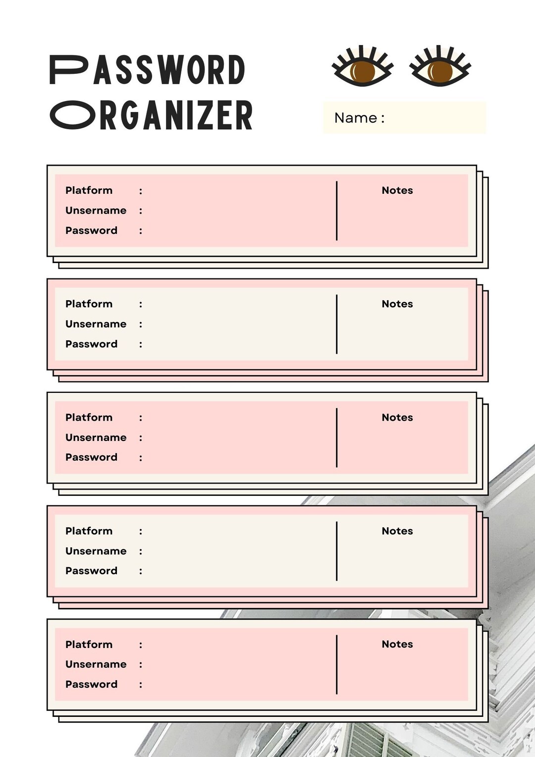 Printed A5 Rings Password Keeper Planner Insert Refill Fits - Etsy