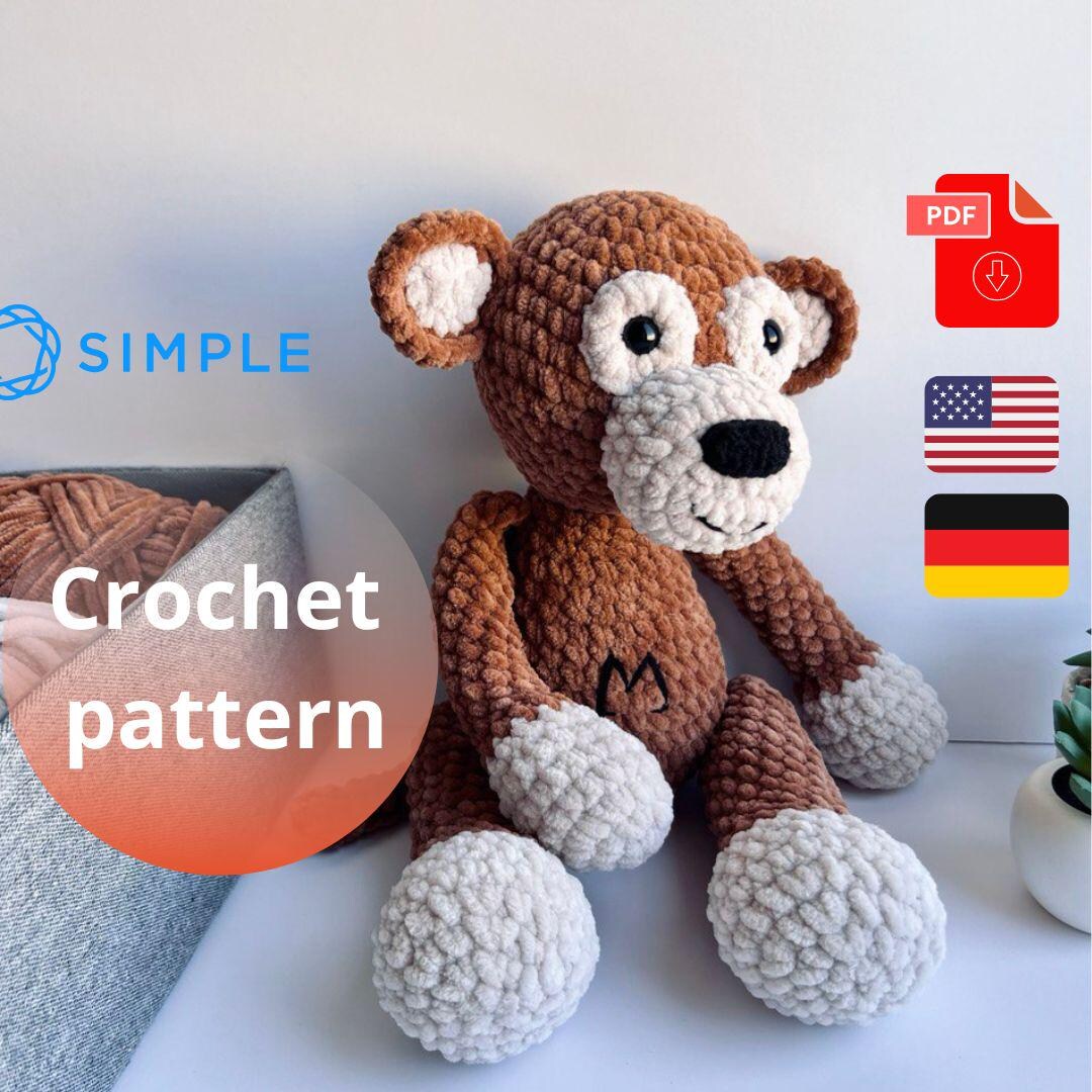 Monkey Lovey Crochet Pattern, Plush Monkey Crochet Pattern, Pdf ...