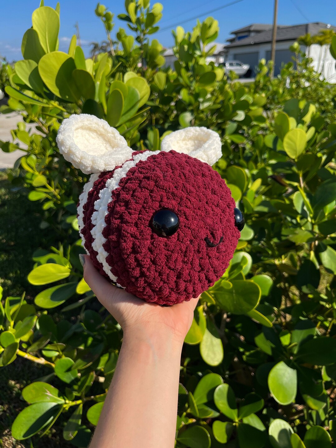 Red Velvet Crochet Bee Plushie Red Velvet Bee Crochet Bee Bee Plushie ...