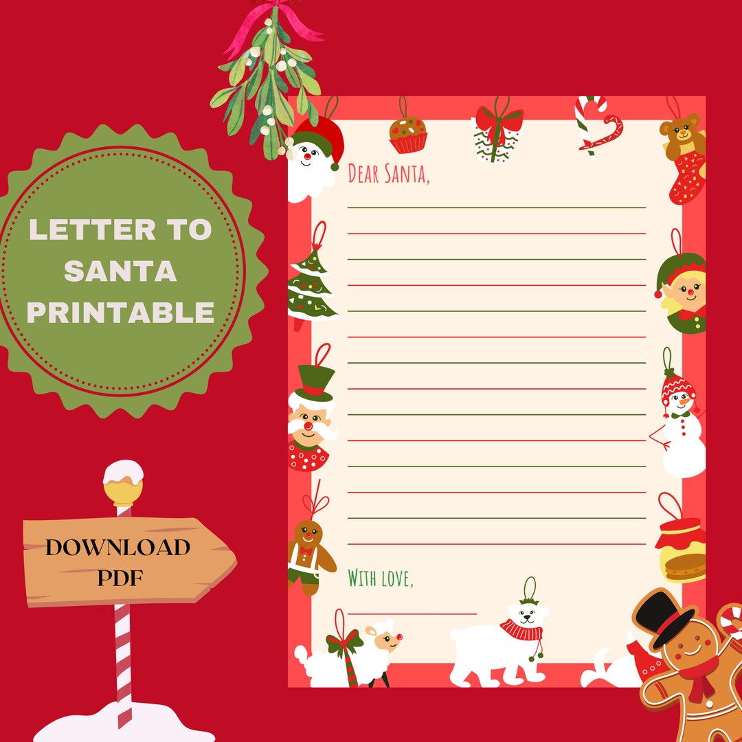 Letter to Santa PRINTABLE / Kids Letter to Santa / Santa Letter ...