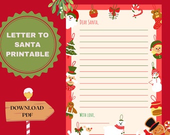 Letter to Santa Printable Fill-in-the-blank Letter to Santa Santa ...