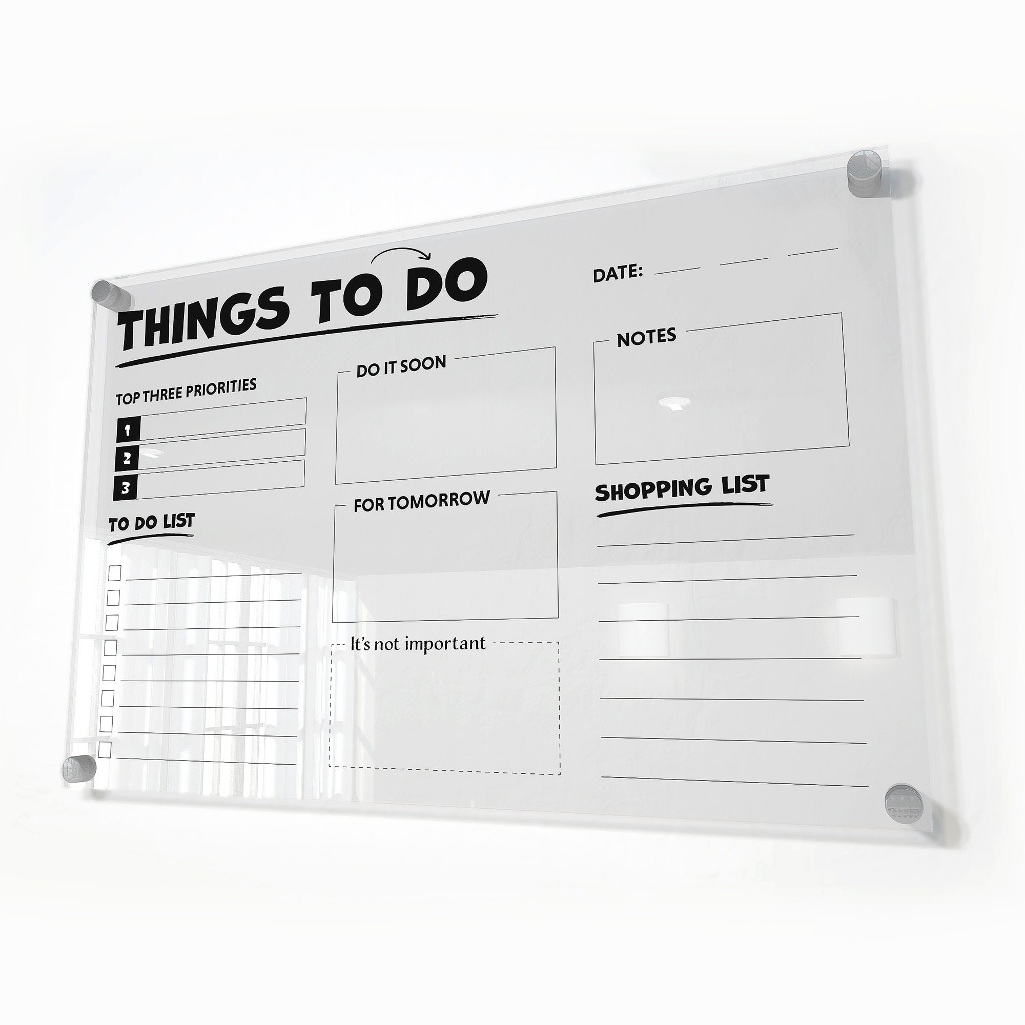Custom Daily Things to Do List Dry Erase Wall Acrylic, Personalized to ...