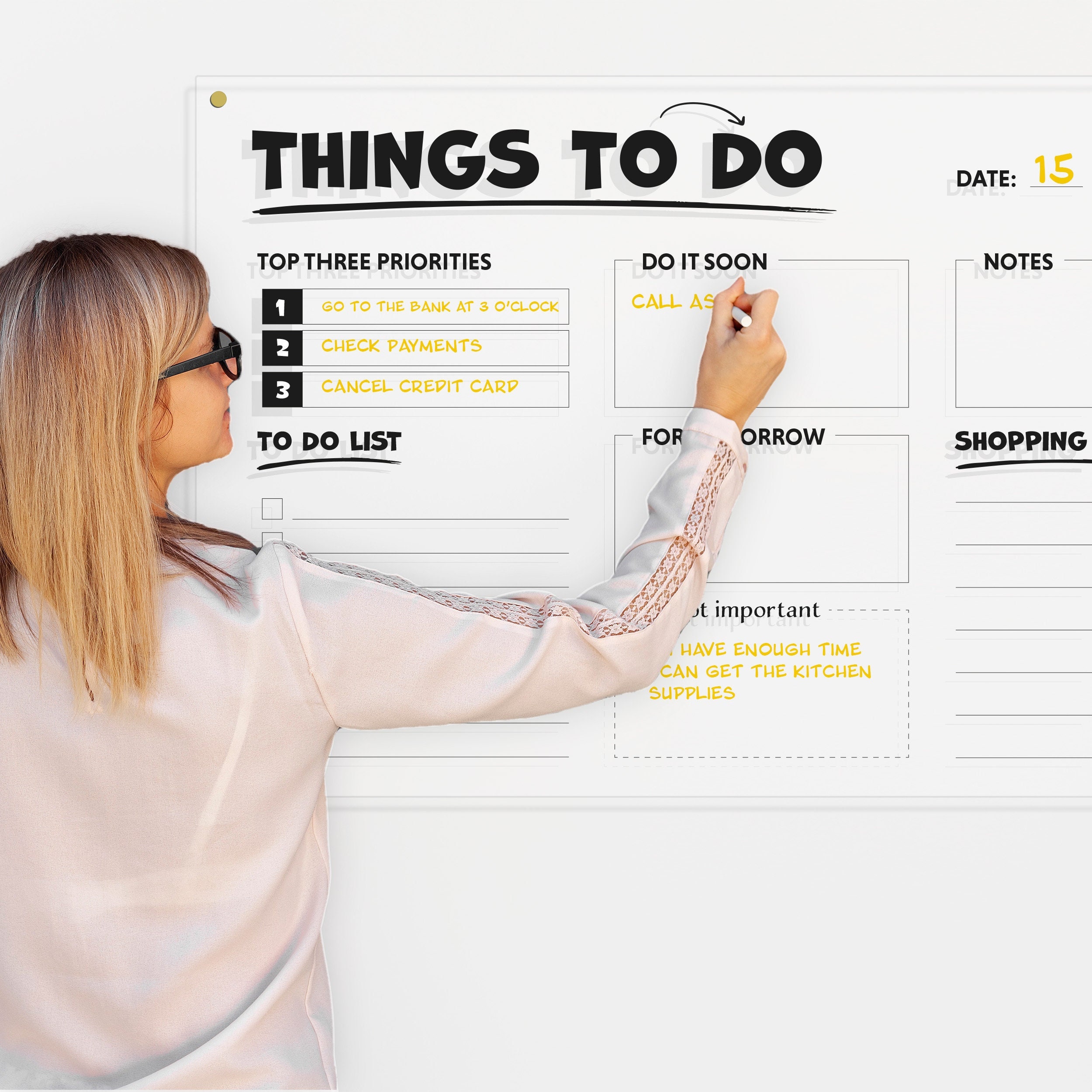 Custom Daily Things to Do List Dry Erase Wall Acrylic, Personalized to ...