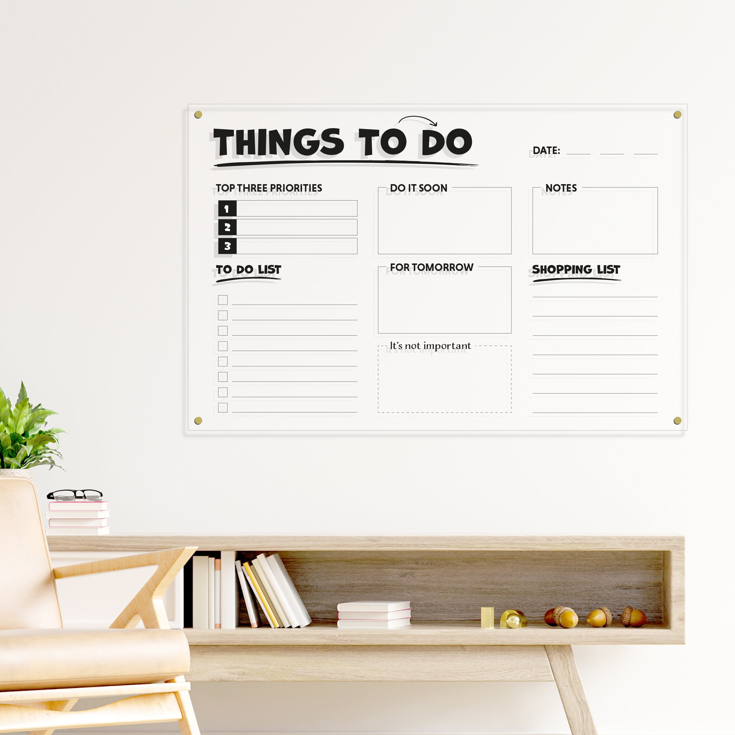 Custom Daily Things to Do List Dry Erase Wall Acrylic, Personalized to ...