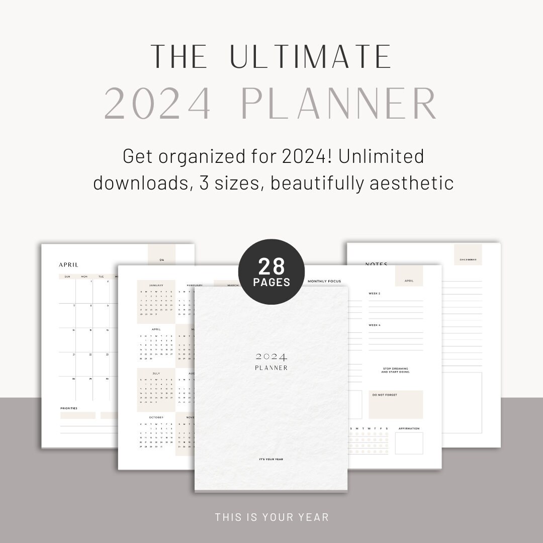 Ultimate 2024 Planner digital Download 28 Page Clean Aesthetic Diary ...