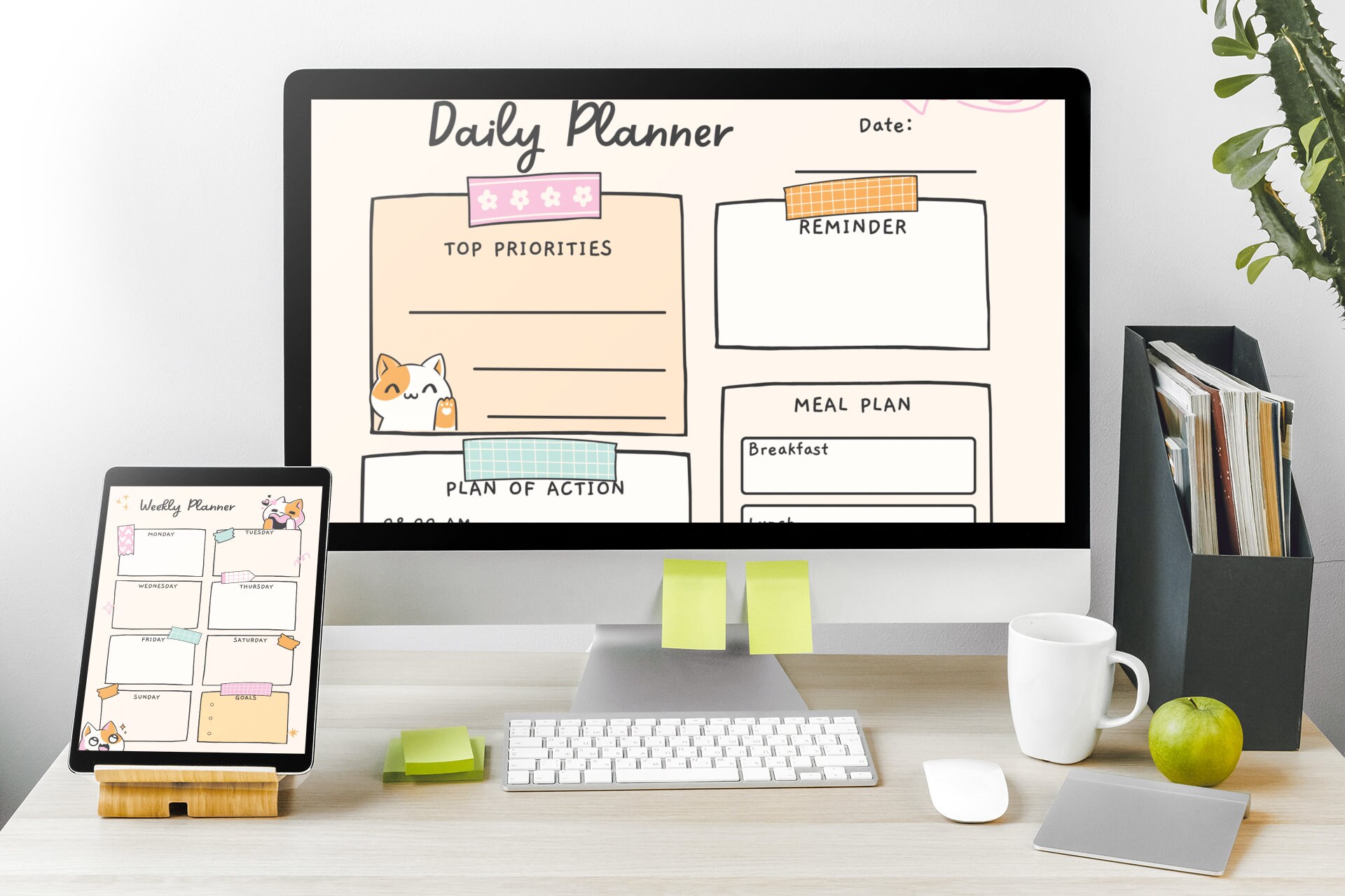 Kawaii Digital Planner Daily and Weekly for Ipad, Desktop, Printables ...