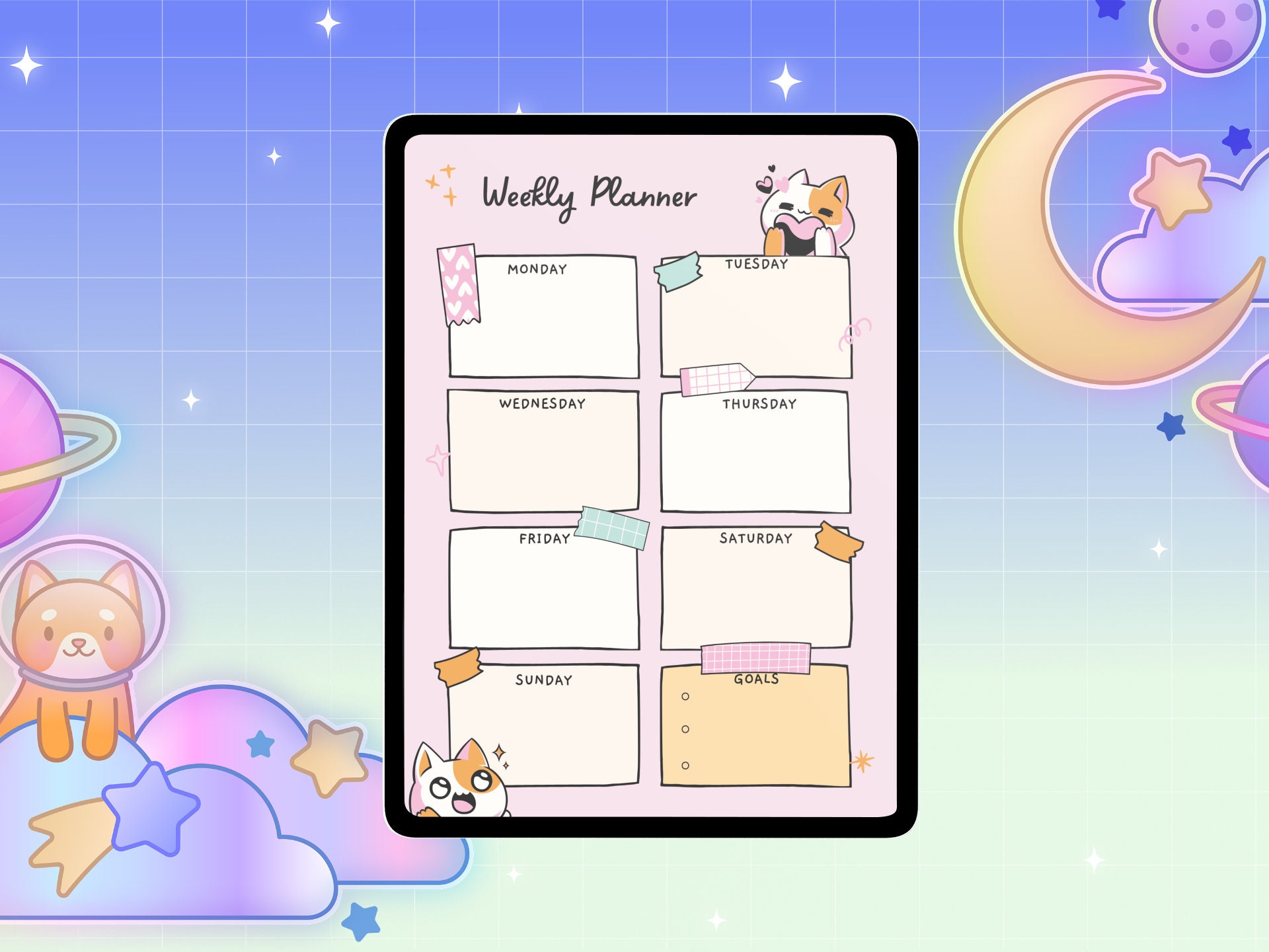 Kawaii Digital Planner Daily and Weekly for Ipad, Desktop, Printables ...