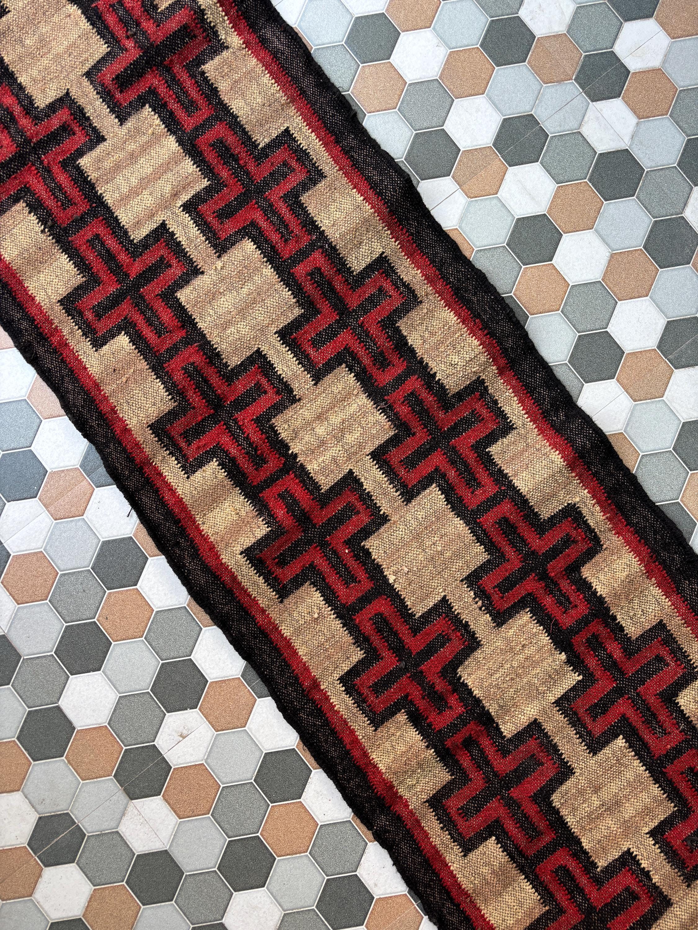 Wool Jute Runner Rug- Geometric Pattern Kilim Rug, Handmade Kitchen ...
