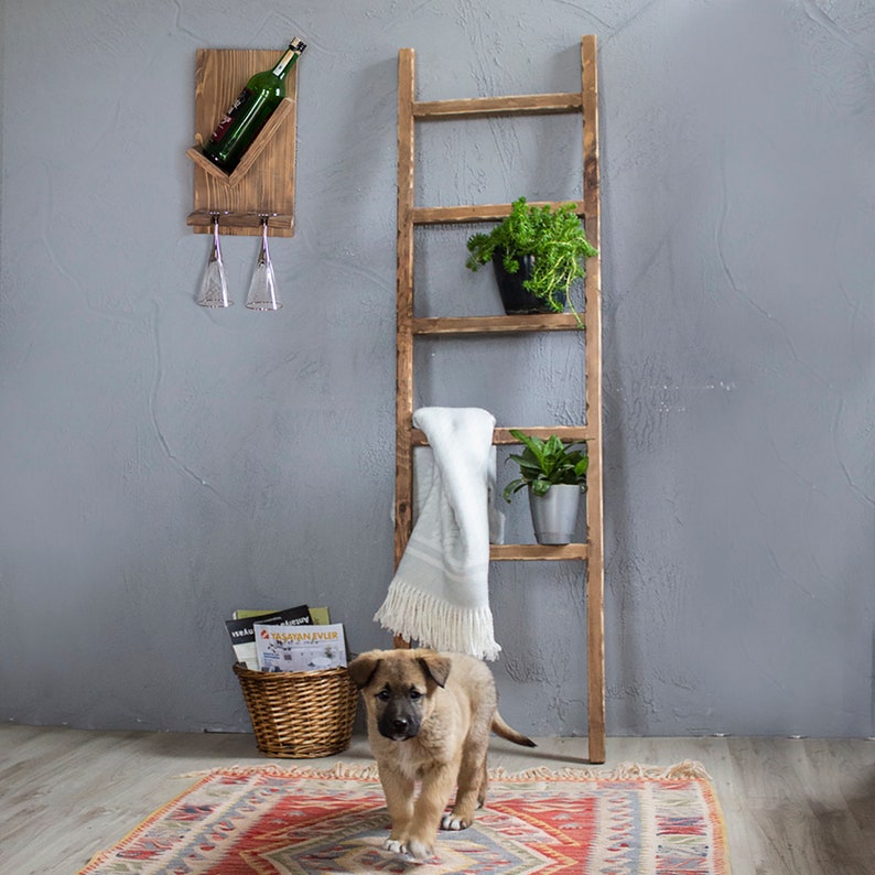 Blanket Ladder , Decorative Ladder , Rustic Wood Ladder, Clothes Ladder ...