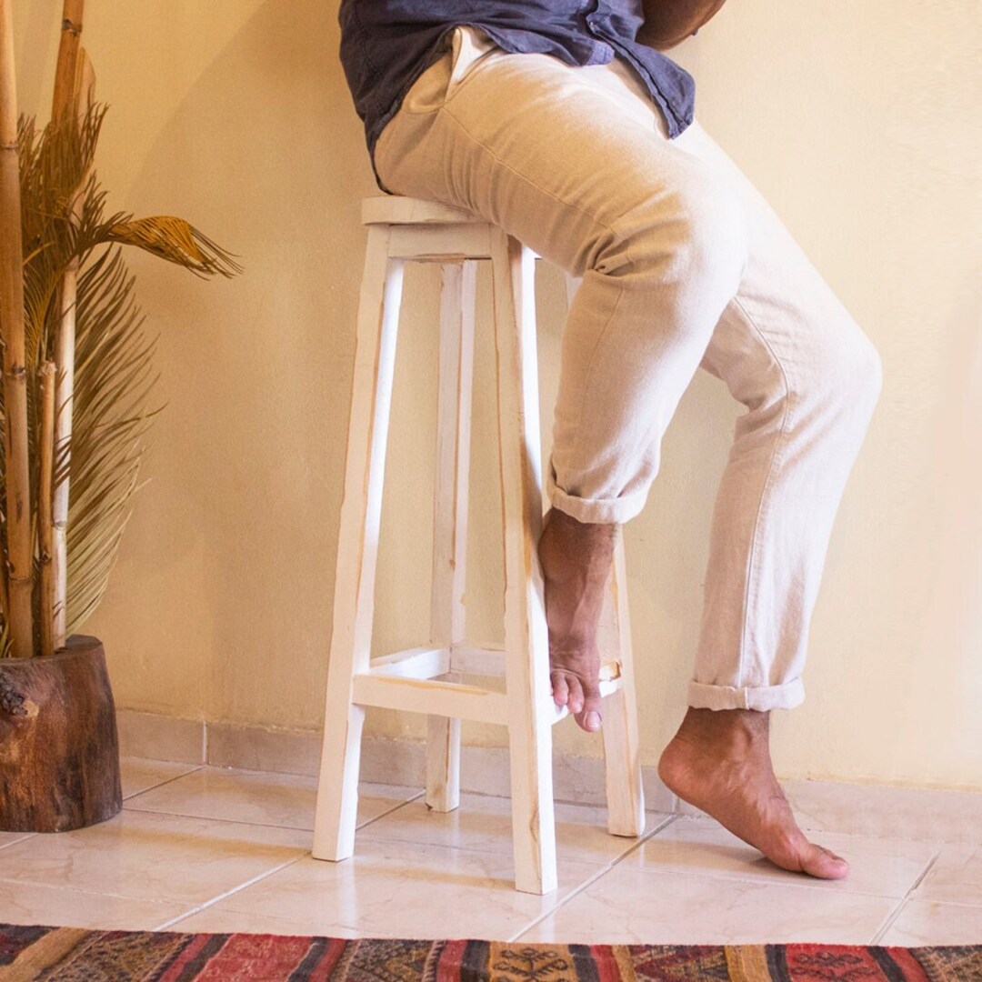 Bar Stool White Tumbled - Etsy