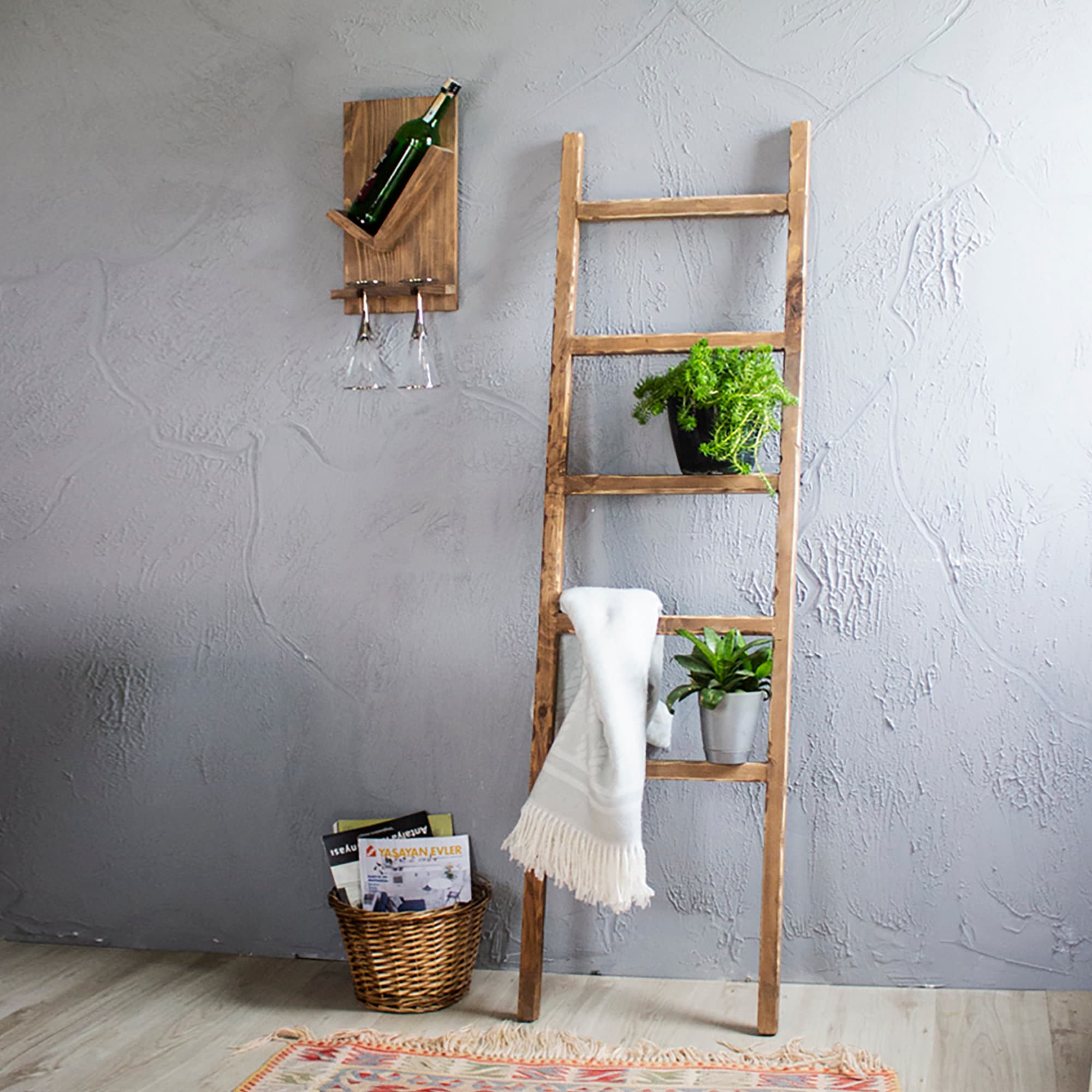 Blanket Ladder , Decorative Ladder , Rustic Wood Ladder, Clothes Ladder ...