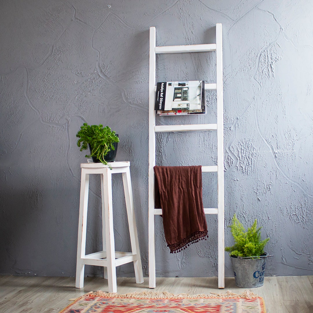 Blanket Ladder , Decorative Ladder , Rustic Wood Ladder, Clothes Ladder ...