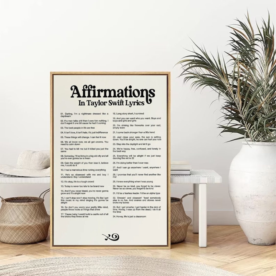 AFFIRMATIONS in Taylor Swift Lyrics Taylor Swift - Etsy