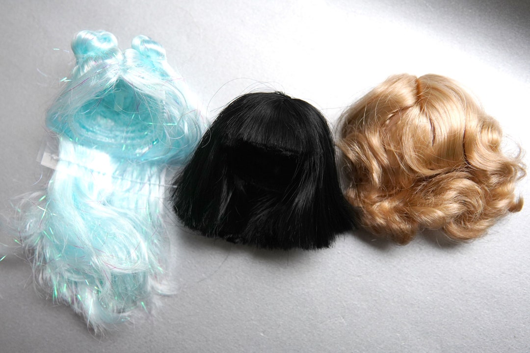 Dolls Wig Extensions Hair for Dolls. Blue and Blond Wig for 4-4.5 Cm ...