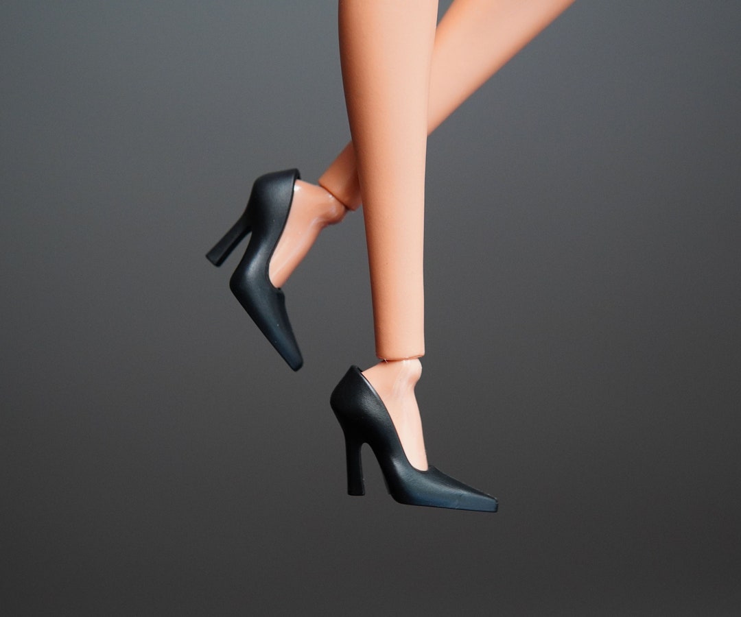 One Pair Rare Vintage Realistic Classic Black Pumps High Hills Shoes ...